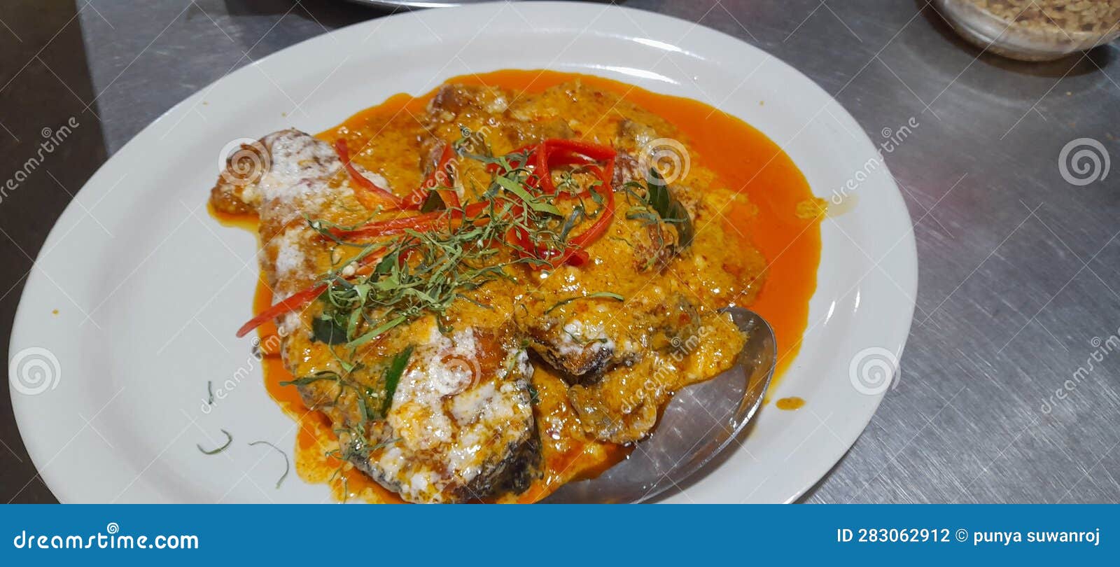 Fish chu chee thai food stock photo. Image of fish, chee - 283062912