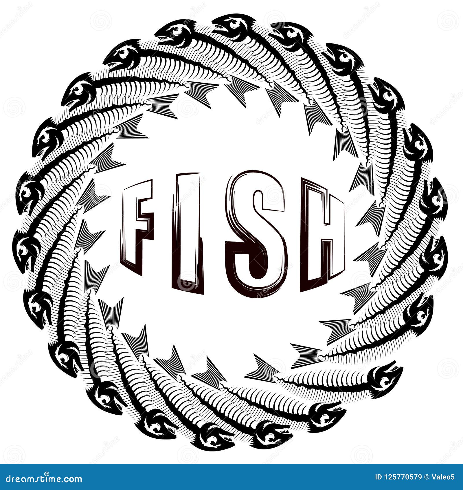 Fish Circle Frame stock vector. Illustration of dead - 125770579