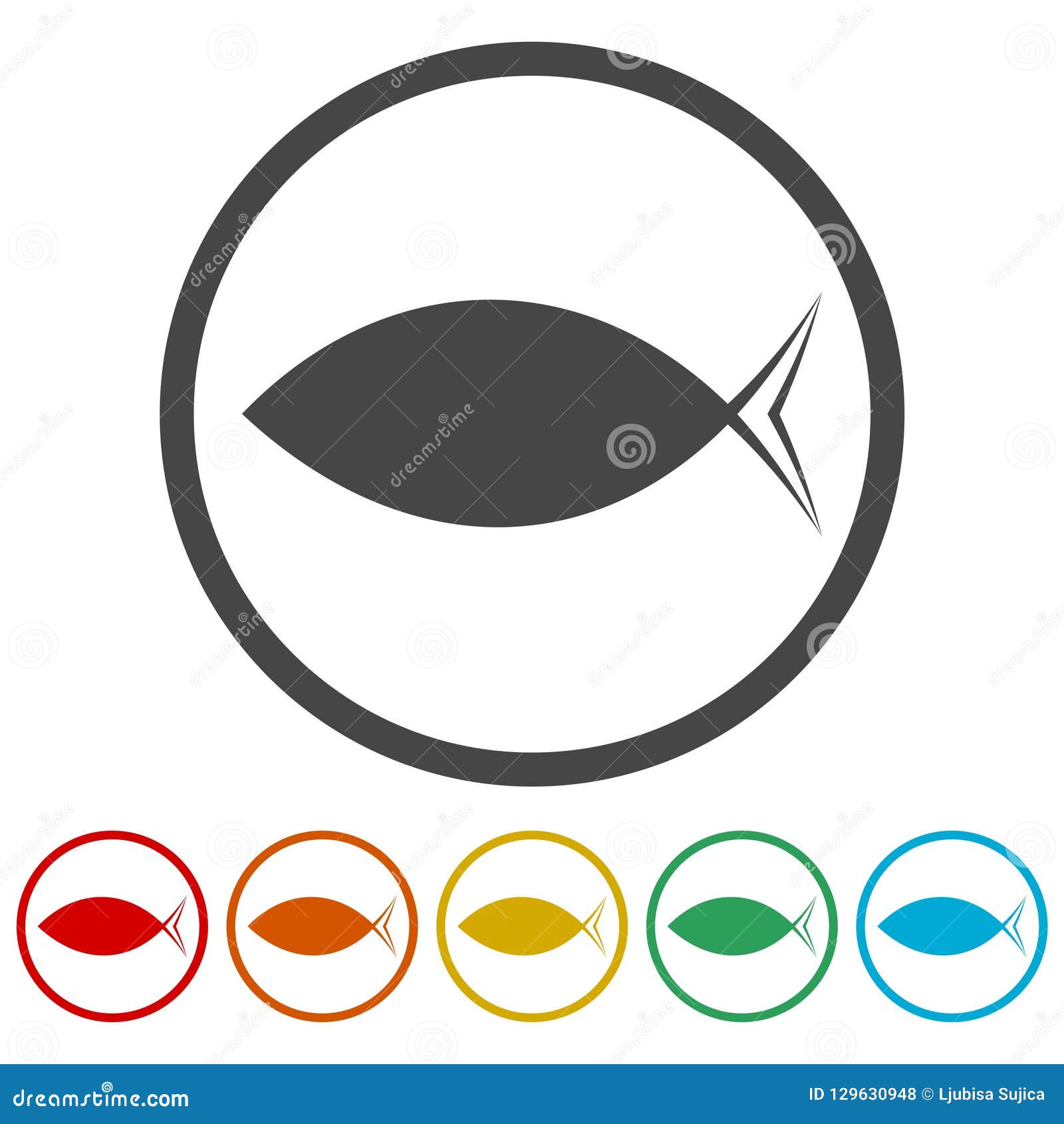 Fish Circle icon stock vector. Illustration of aquaculture - 129630948