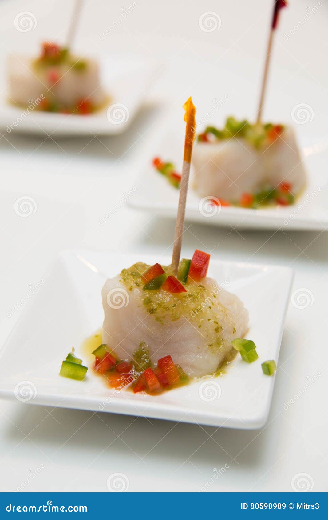 Fish Cocktail with Sauce in a White Dish Stock Image - Image of fish ...