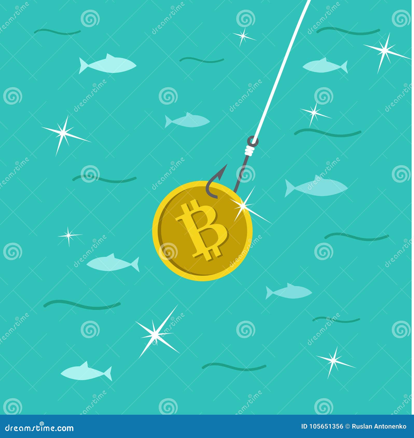 Fish coin stock vector. Illustration of decentralize - 105651356