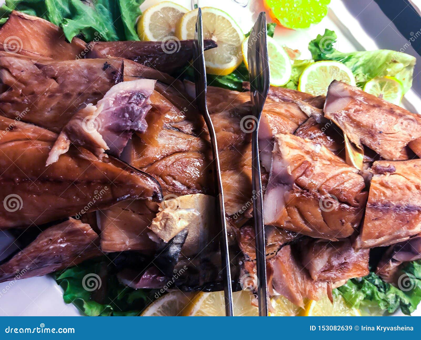 Fish of Cold Smoked Mackerel with Lemon Stock Image - Image of lettuce ...