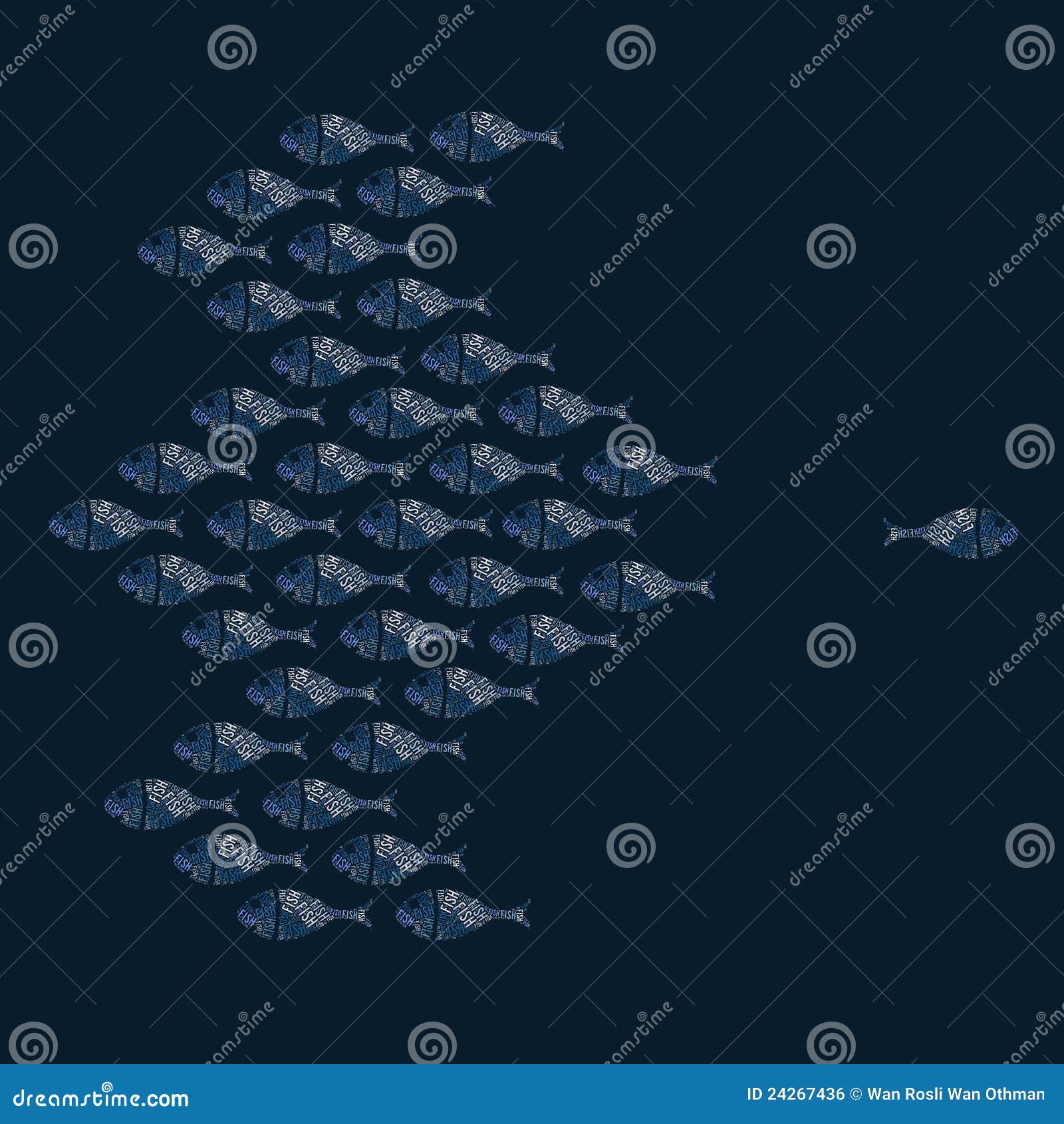 Independent Fish Break Free From Its Shoal Cartoon Vector ...