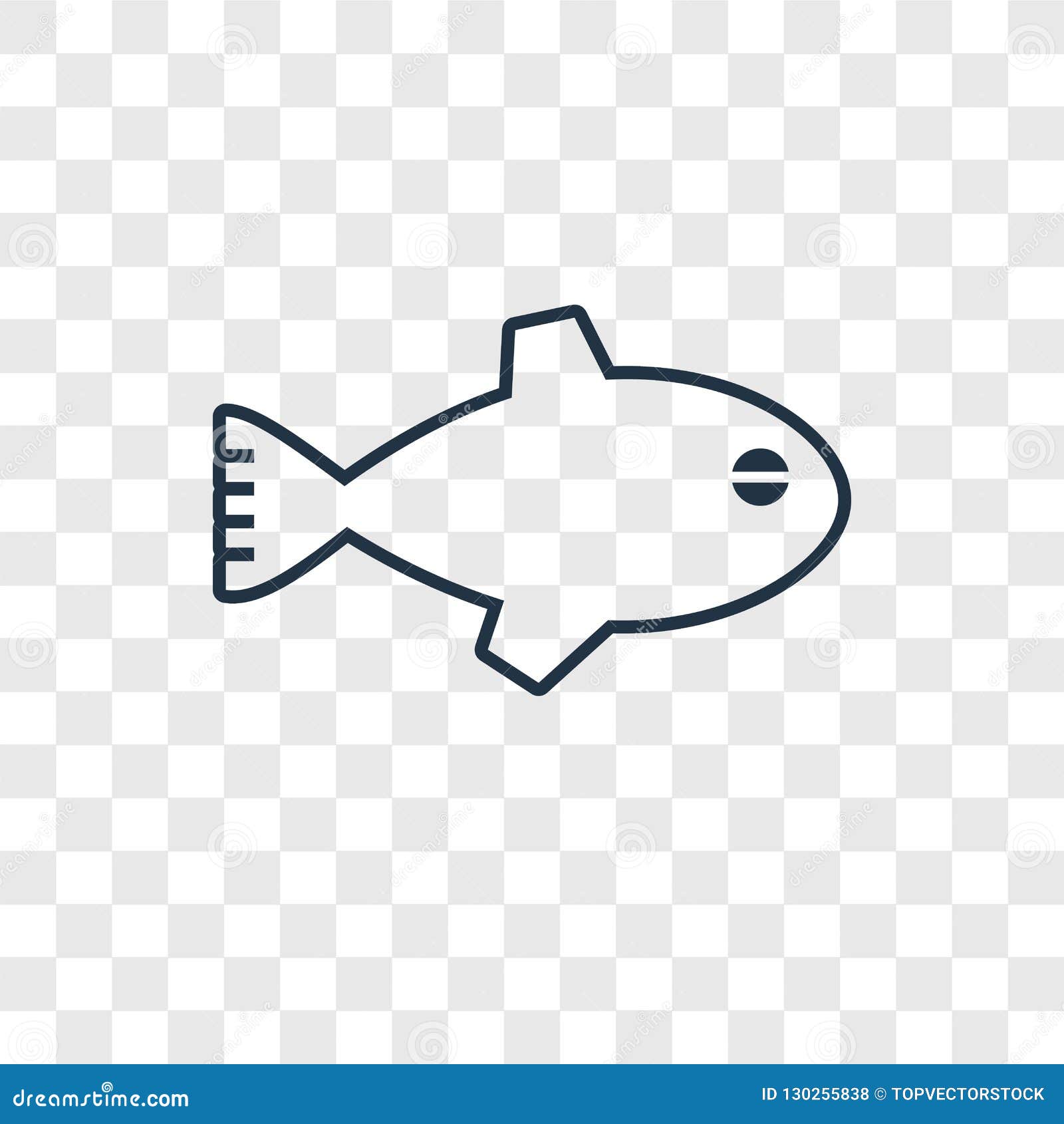 Fish Concept Vector Linear Icon Isolated on Transparent Background ...