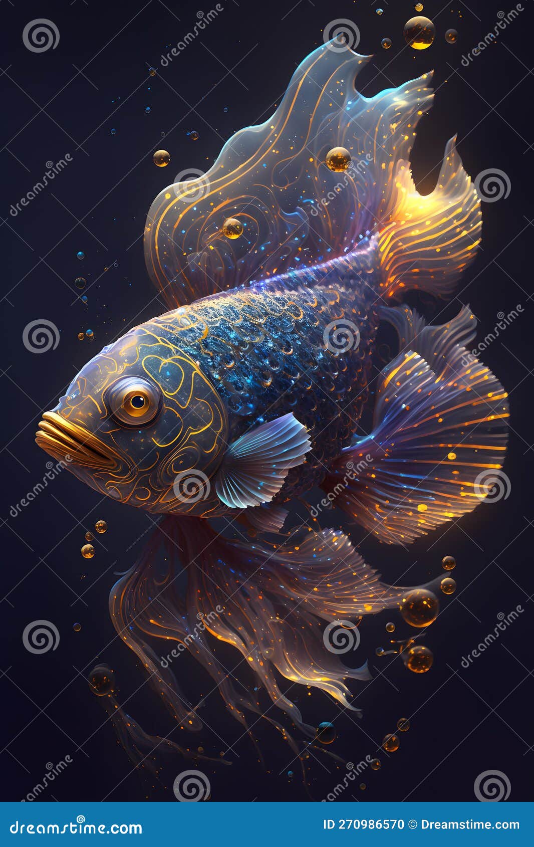 A Fish Connected To the Galactic Nebula. Fish on a Black Background ...