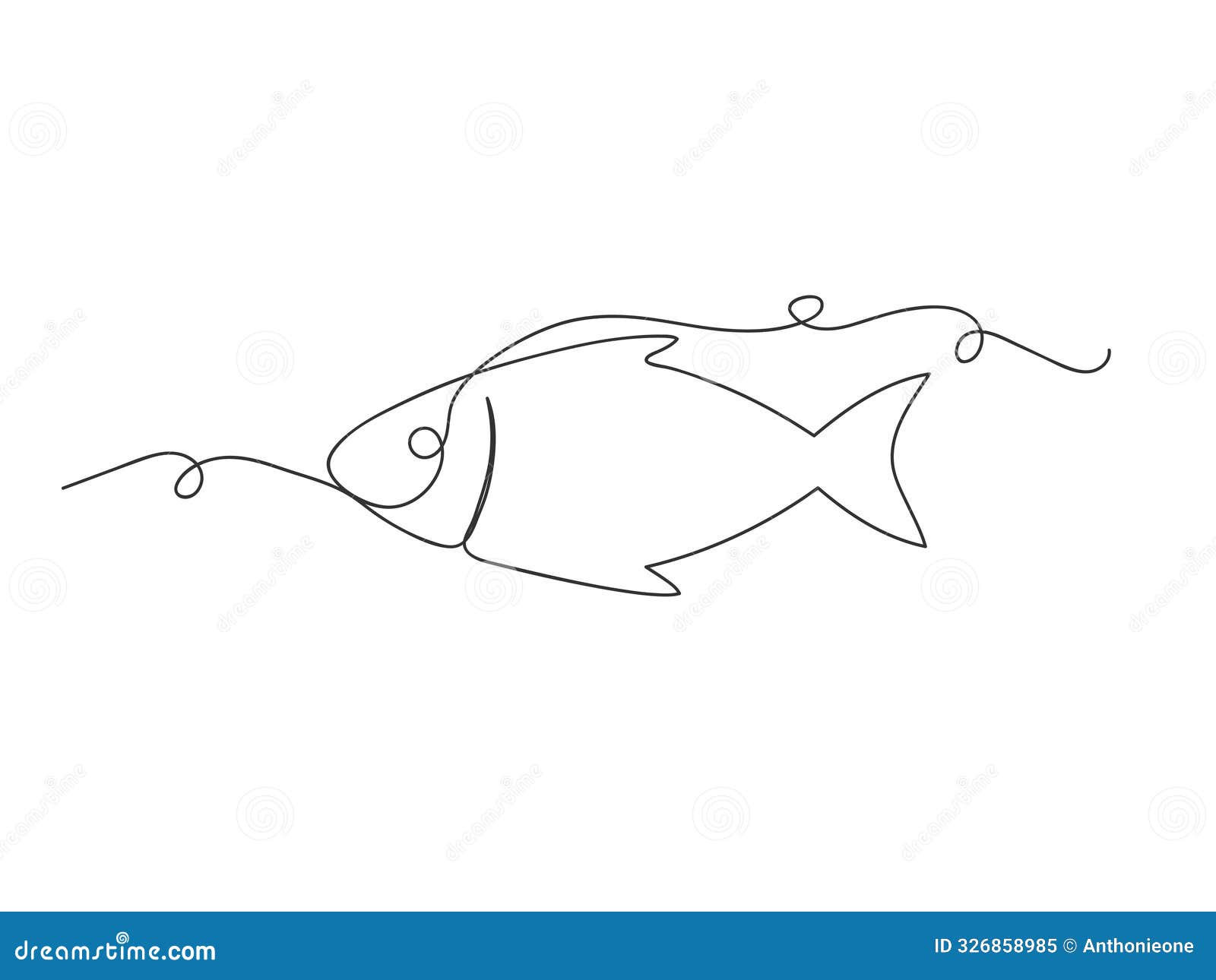 Fish Continuous One Line Shape Isolated Vector Illustration Stock ...
