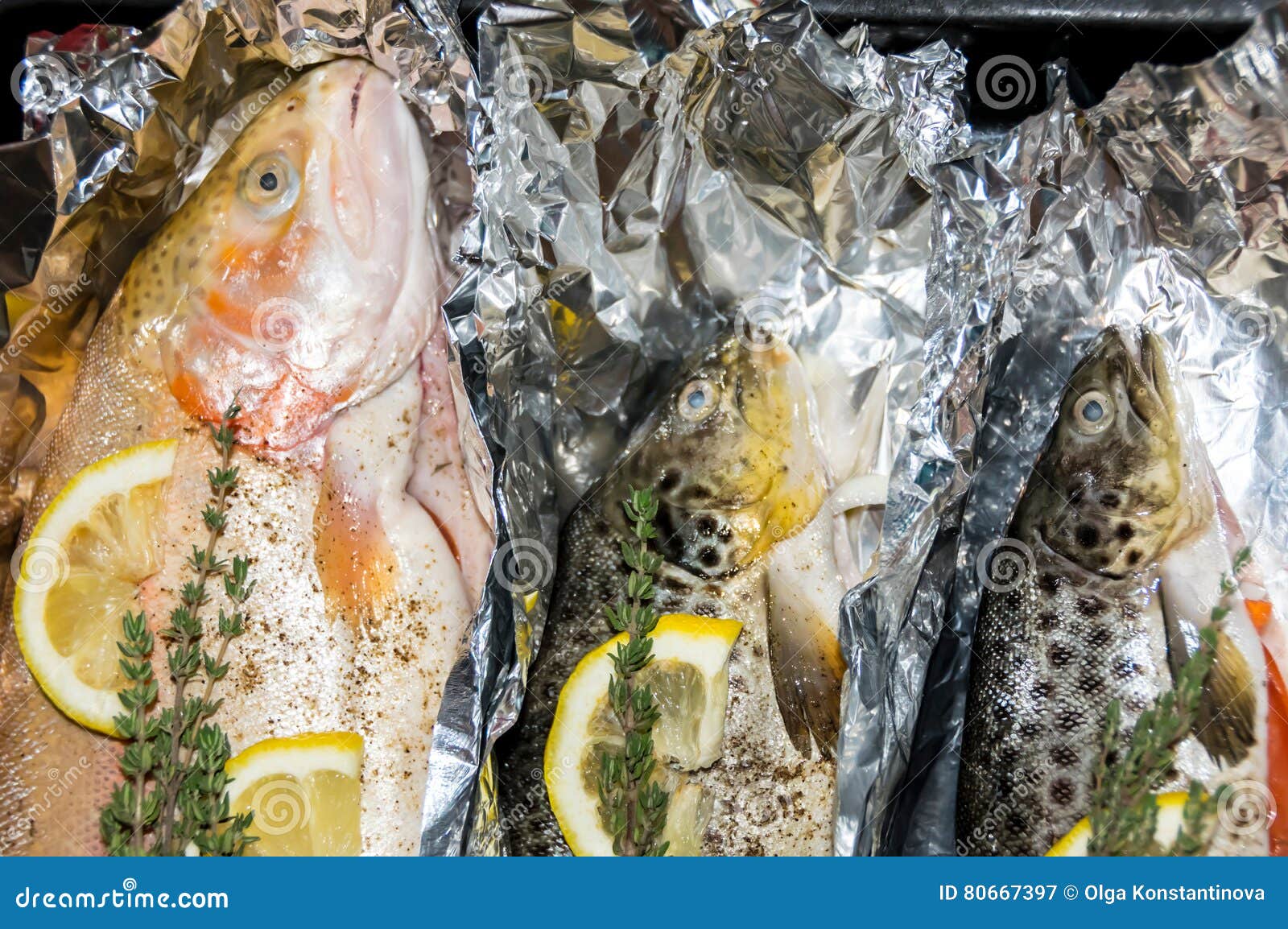 Fish Cooking stock image. Image of gold, lunch, freshness - 80667397