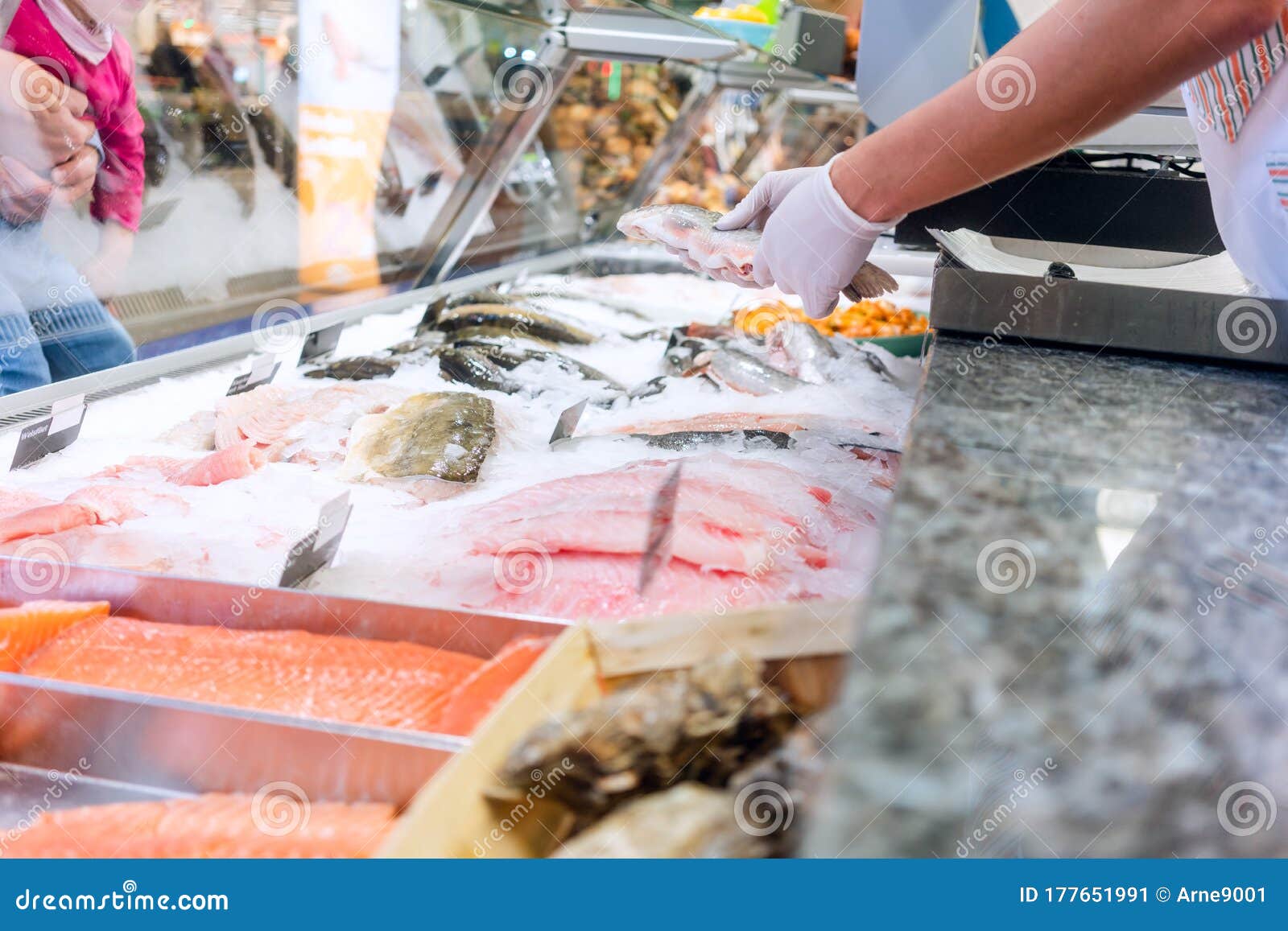 Fish Counter in the Supermarket Stock Image - Image of fishmonger ...