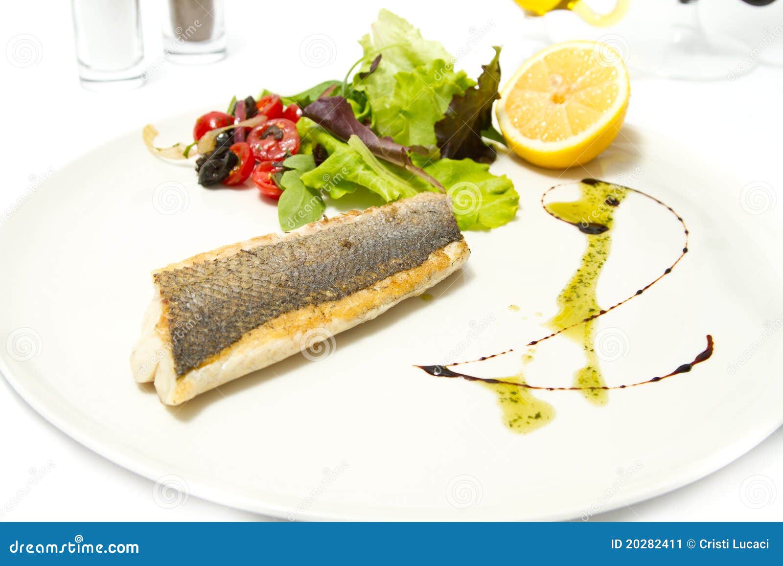 Fish course stock image. Image of culinary, leaf, baked - 20282411