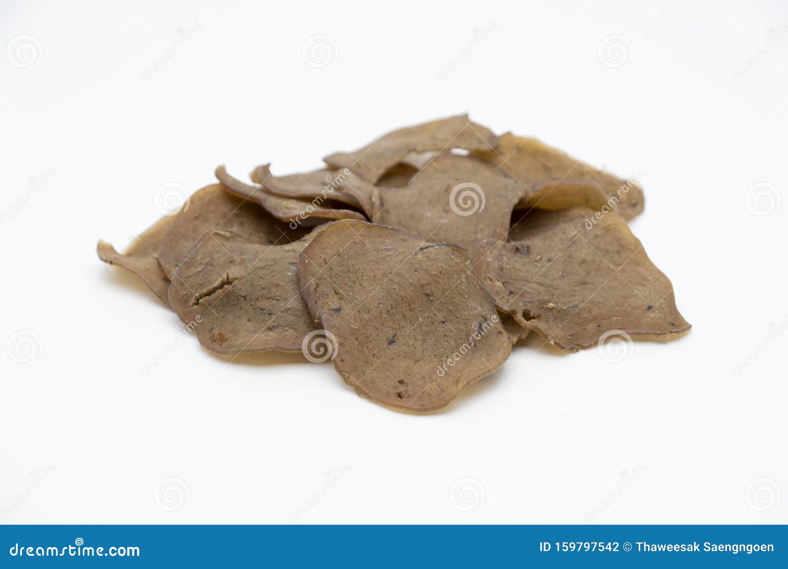 Traditional Thai Snack, Raw Rice Cracker Mix Fish Meat on White ...