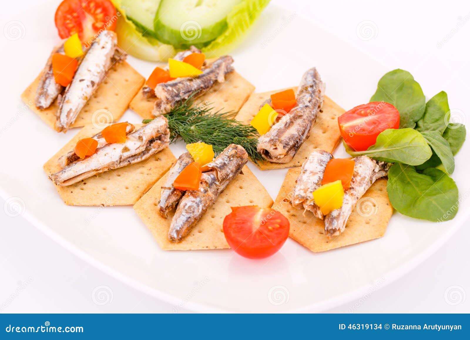Fish on crackers stock photo. Image of kipper, nourishment - 46319134