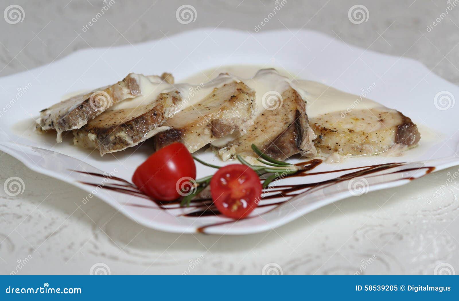 Fish with Cream Sauce stock image. Image of grill, sauce - 58539205