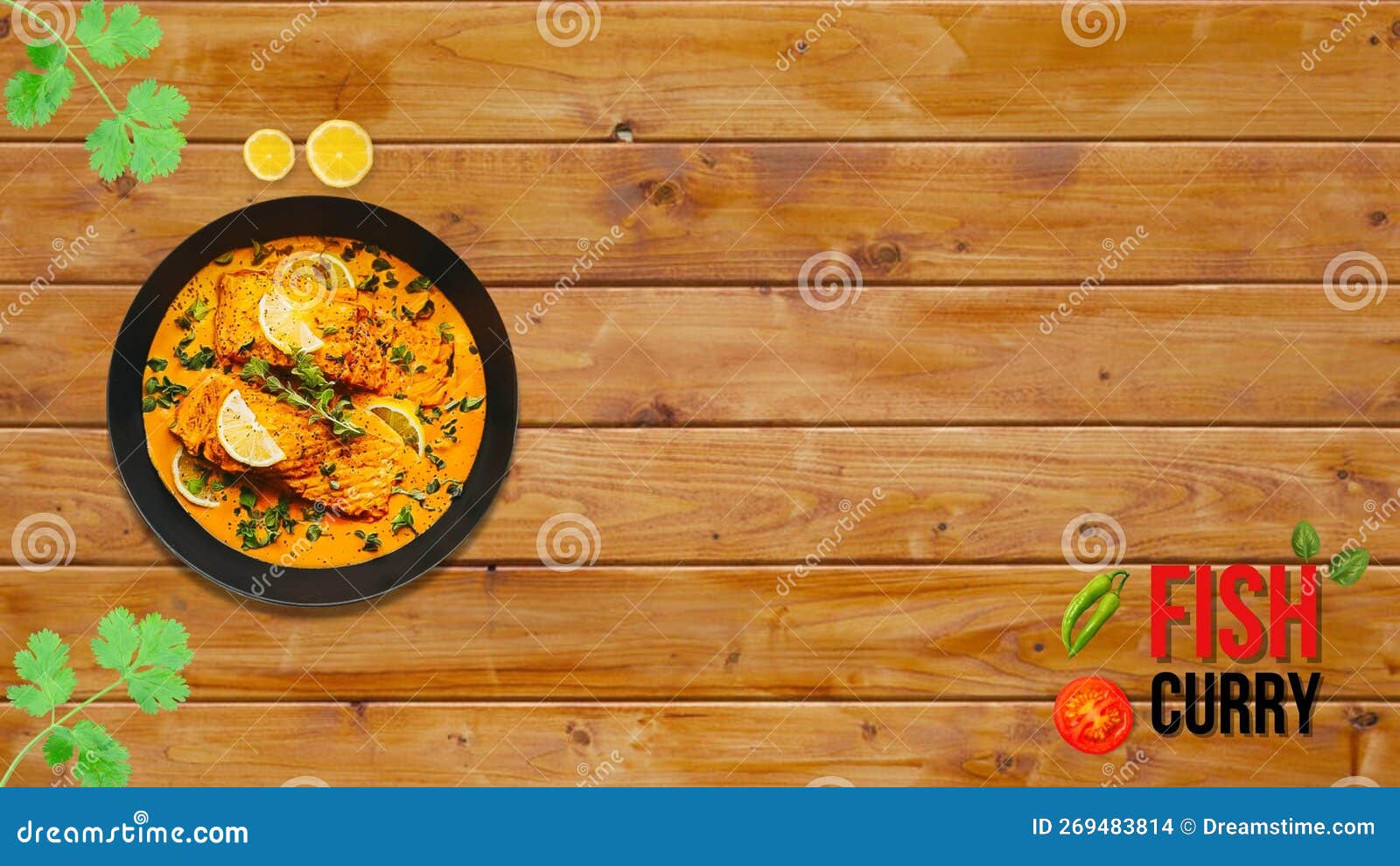 Fish Curry Platter Thumbnail with Wooden Background Stock Photo - Image ...