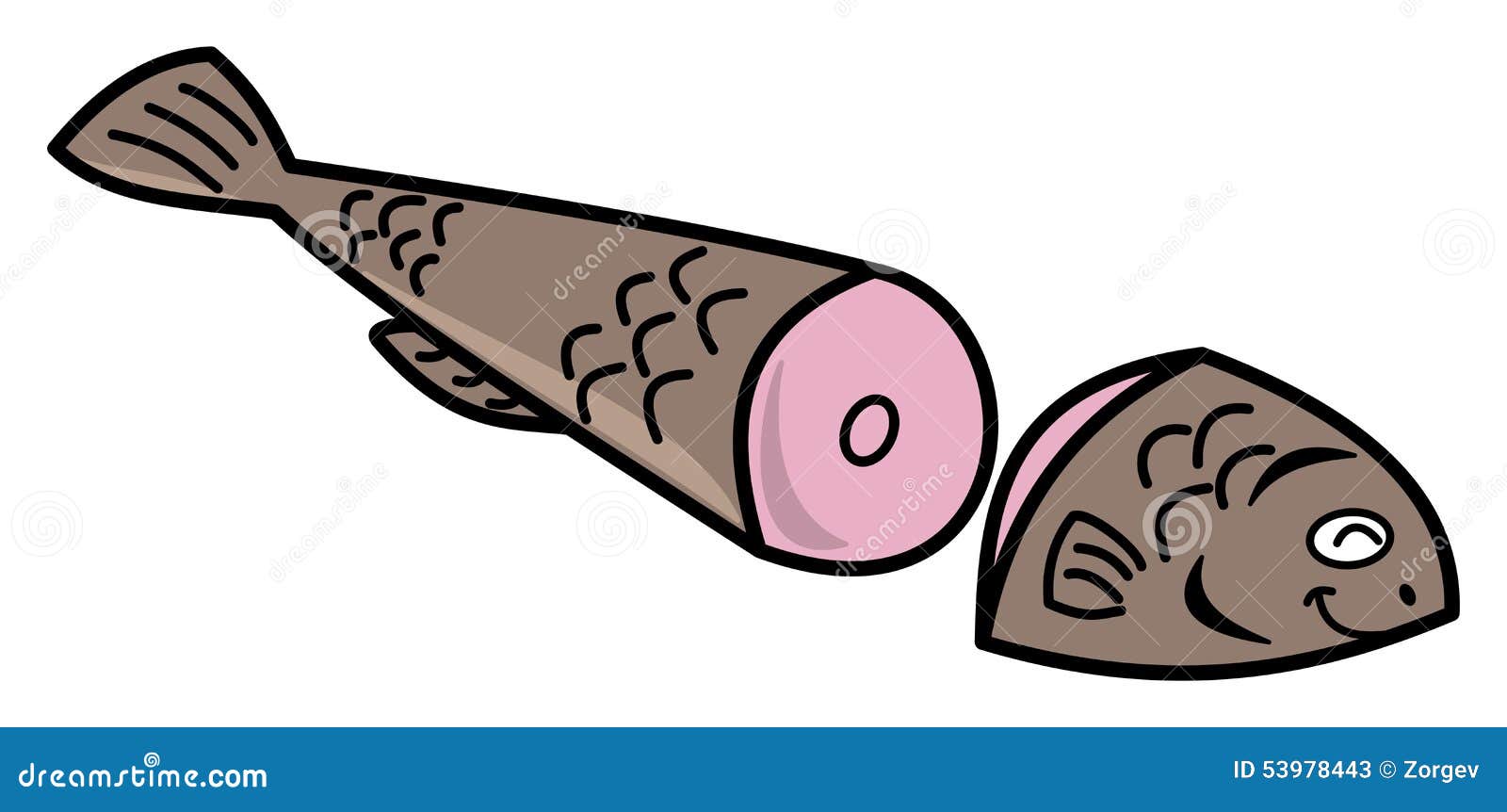 Fish cut into 2 stock vector. Illustration of food, salmon - 53978443