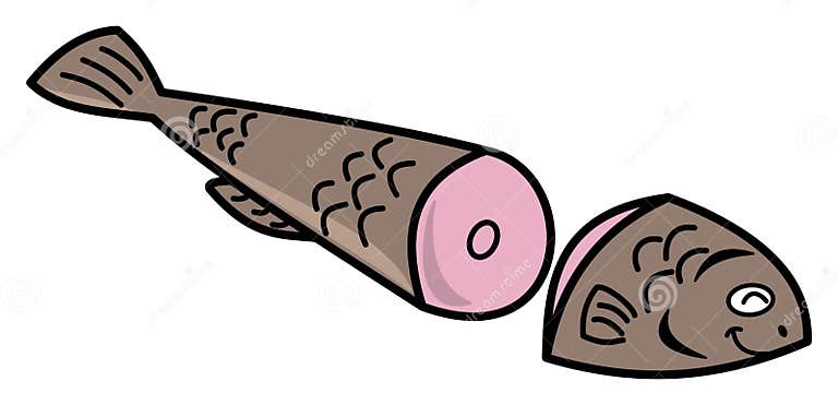 Fish cut into 2 stock vector. Illustration of food, salmon - 53978443