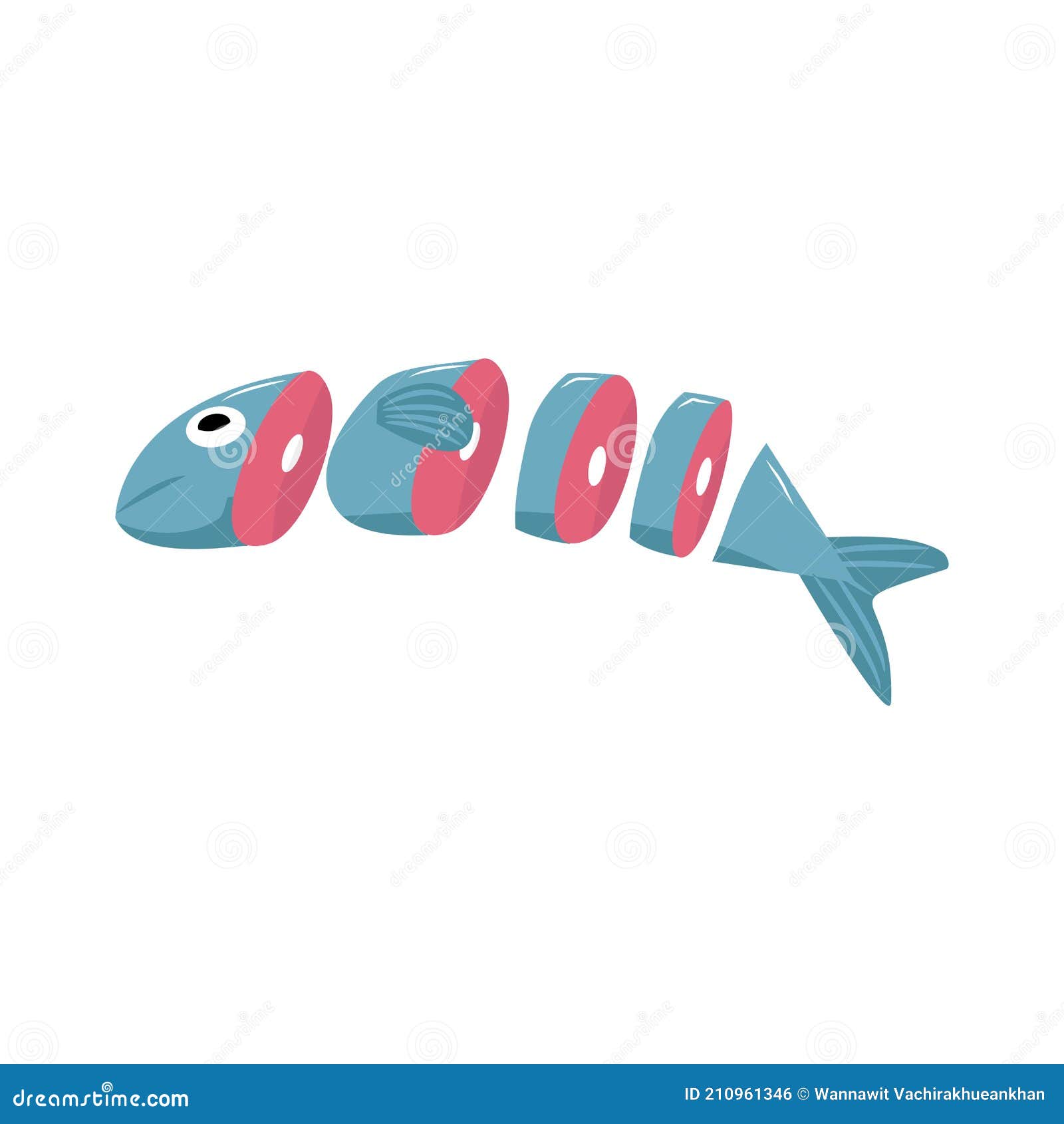 Fish Cut To Pieces Flat Vector Stock Vector - Illustration of flat ...