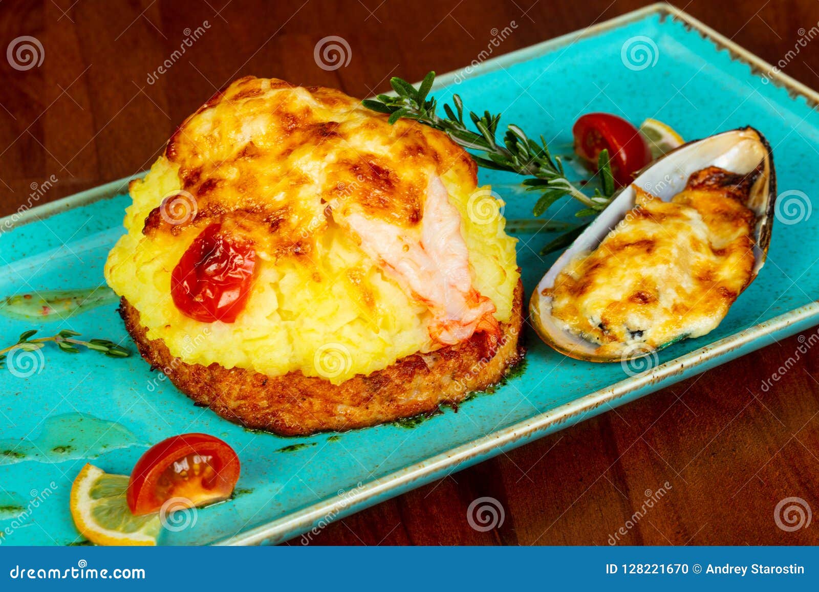 Fish cutlet with prawn stock photo. Image of cutlet - 128221670