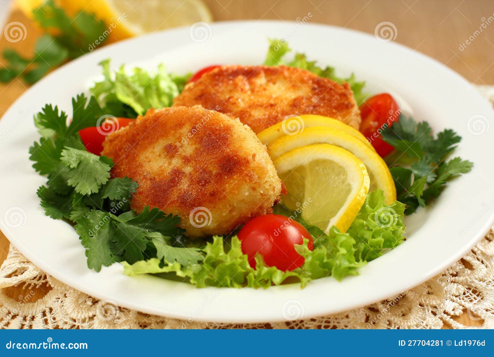 Fish cutlets stock image. Image of perch, greens, lunch - 27704281