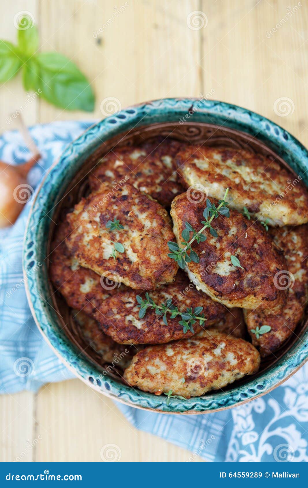 Fish Cutlets Countrylike in Rustic Plate, Top View Stock Image - Image ...