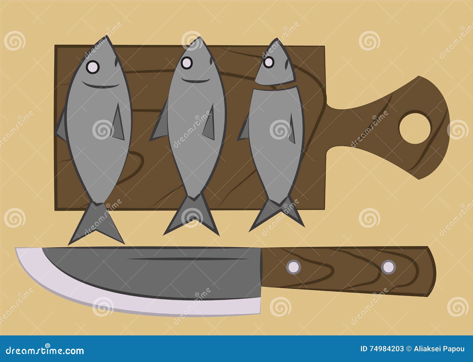 Fish on a cutting board stock vector. Illustration of restaurant - 74984203