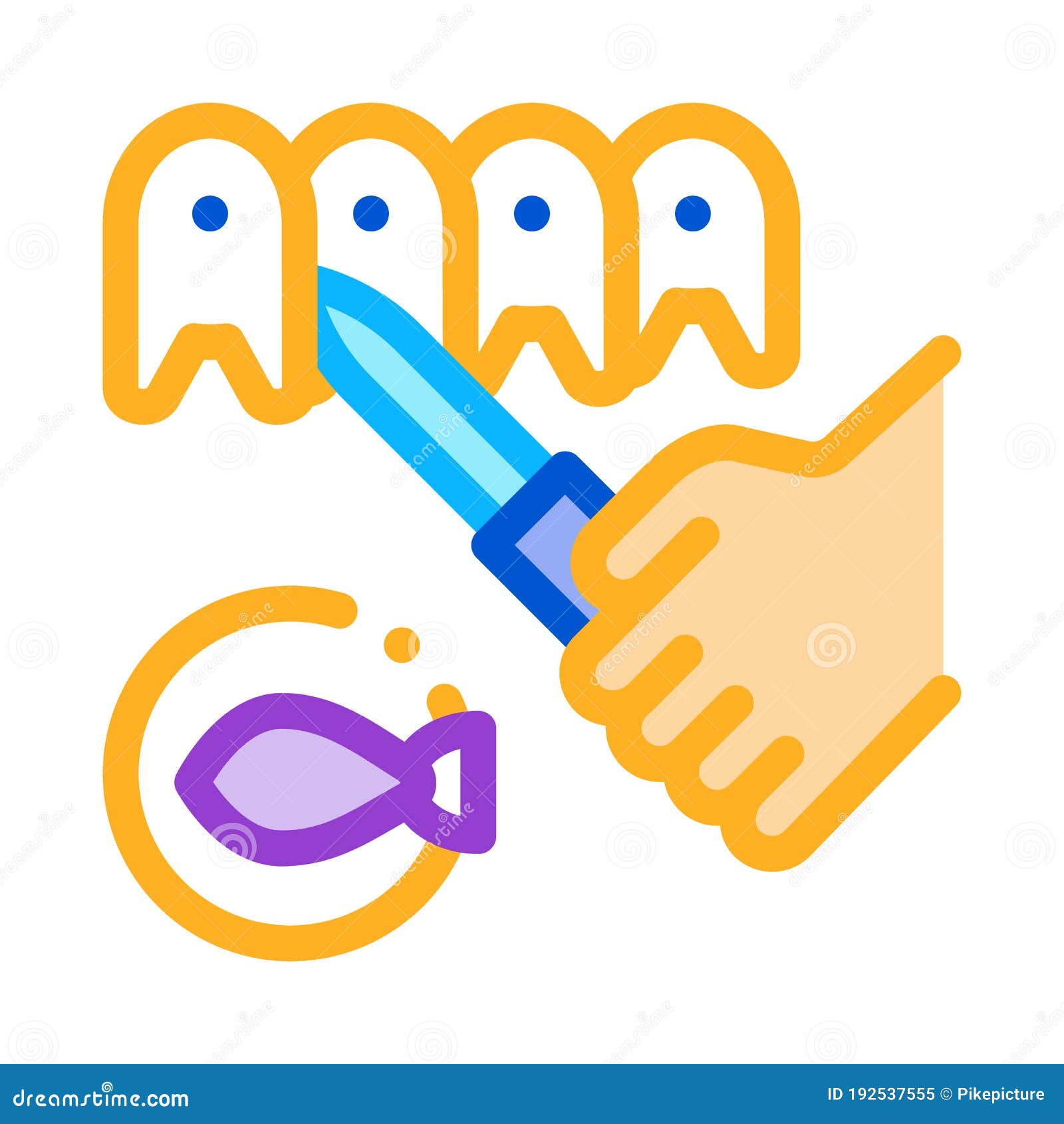 FIsh Cutting Knives Set. Poster Butcher Diagram And Scheme Vector ...