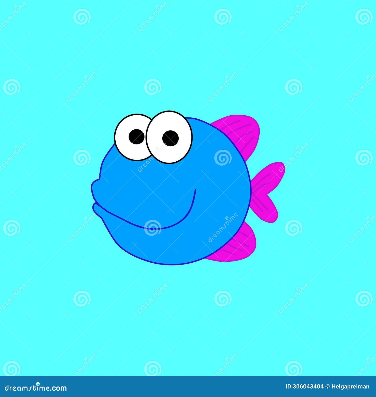 The Fish on the Cyan Background Stock Illustration - Illustration of ...