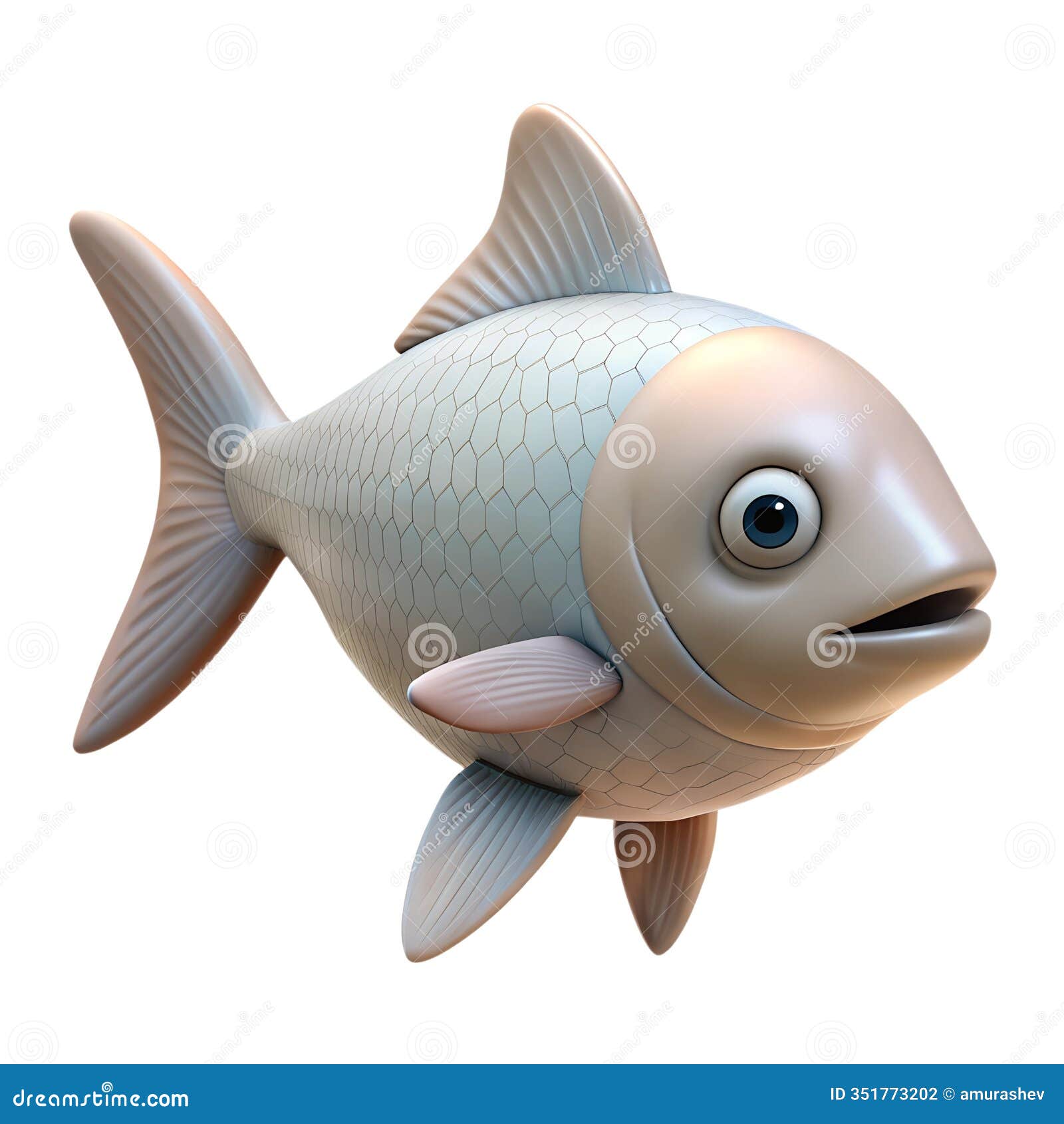 Fish 3d Rendering Isometric Cartoon Icon. Stock Illustration ...
