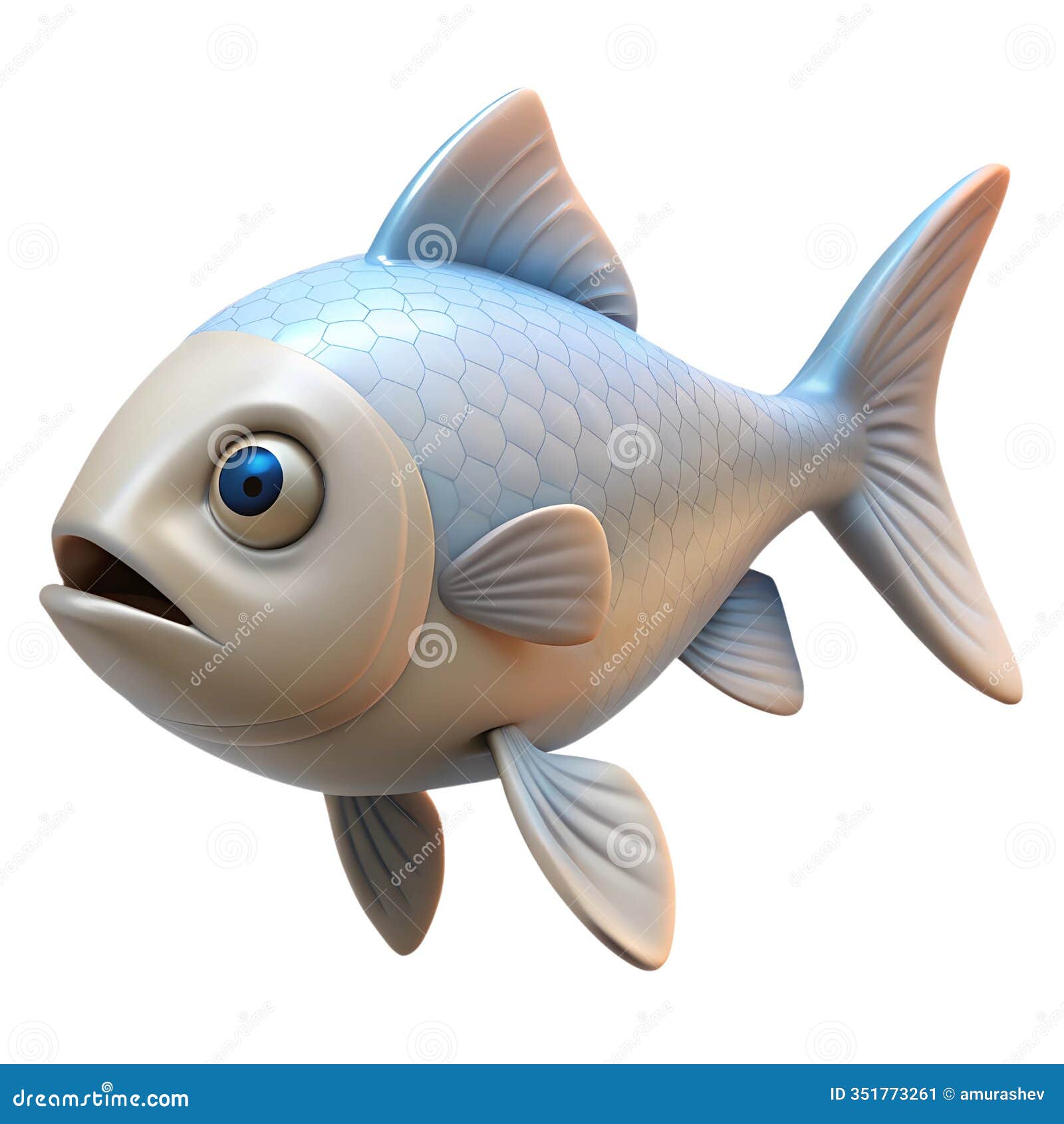 Fish 3d Rendering Isometric Cartoon Icon. Stock Illustration ...