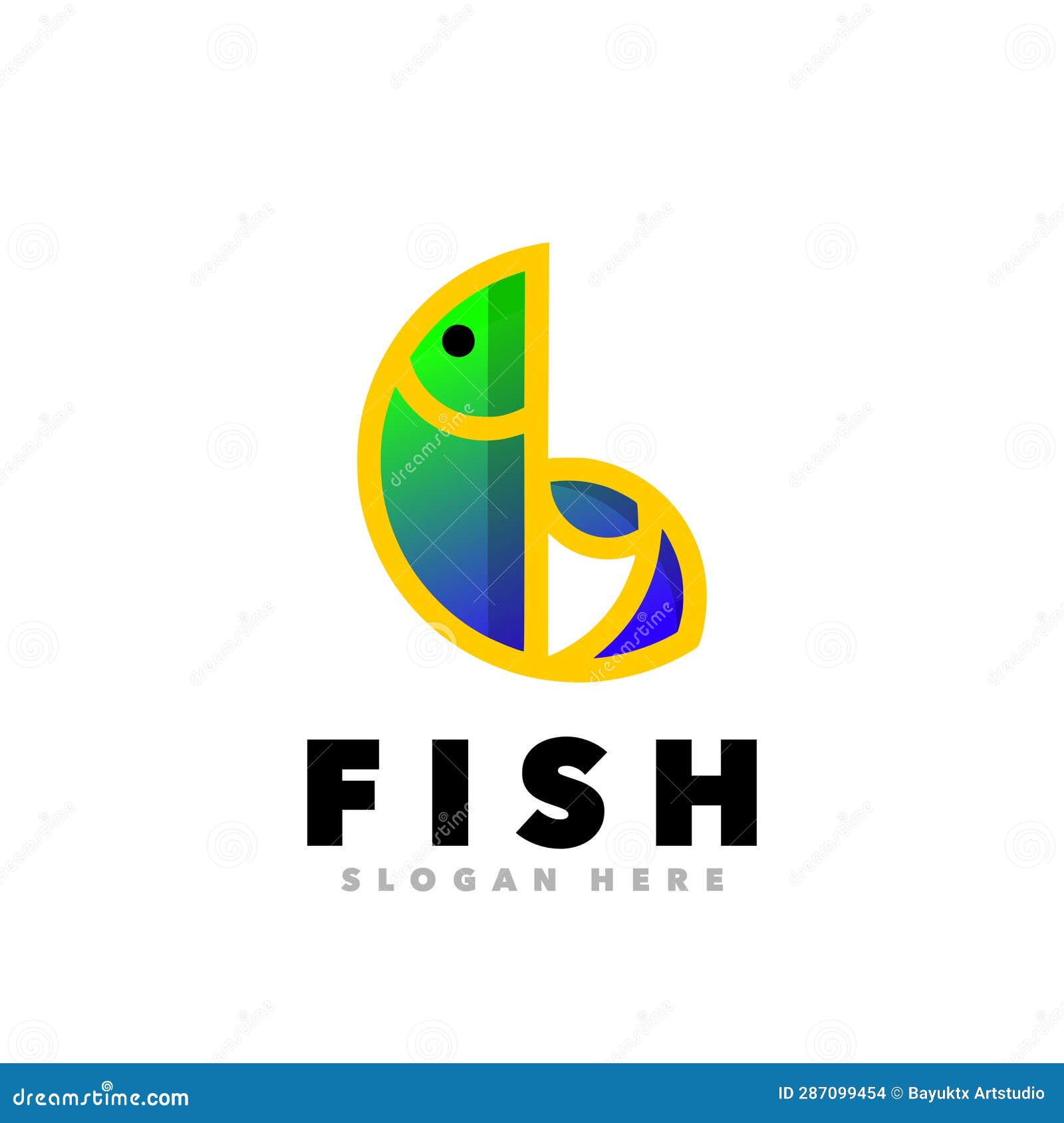 Fish green line art stock illustration. Illustration of ocean - 287099454