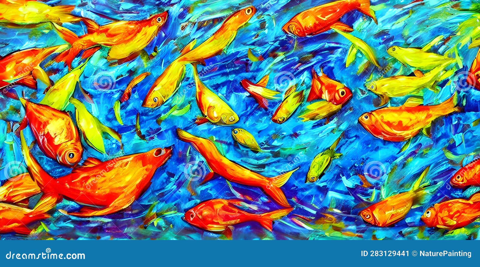 Aqua Artistry Exquisite Digital Fish Paintings Stock Illustration ...