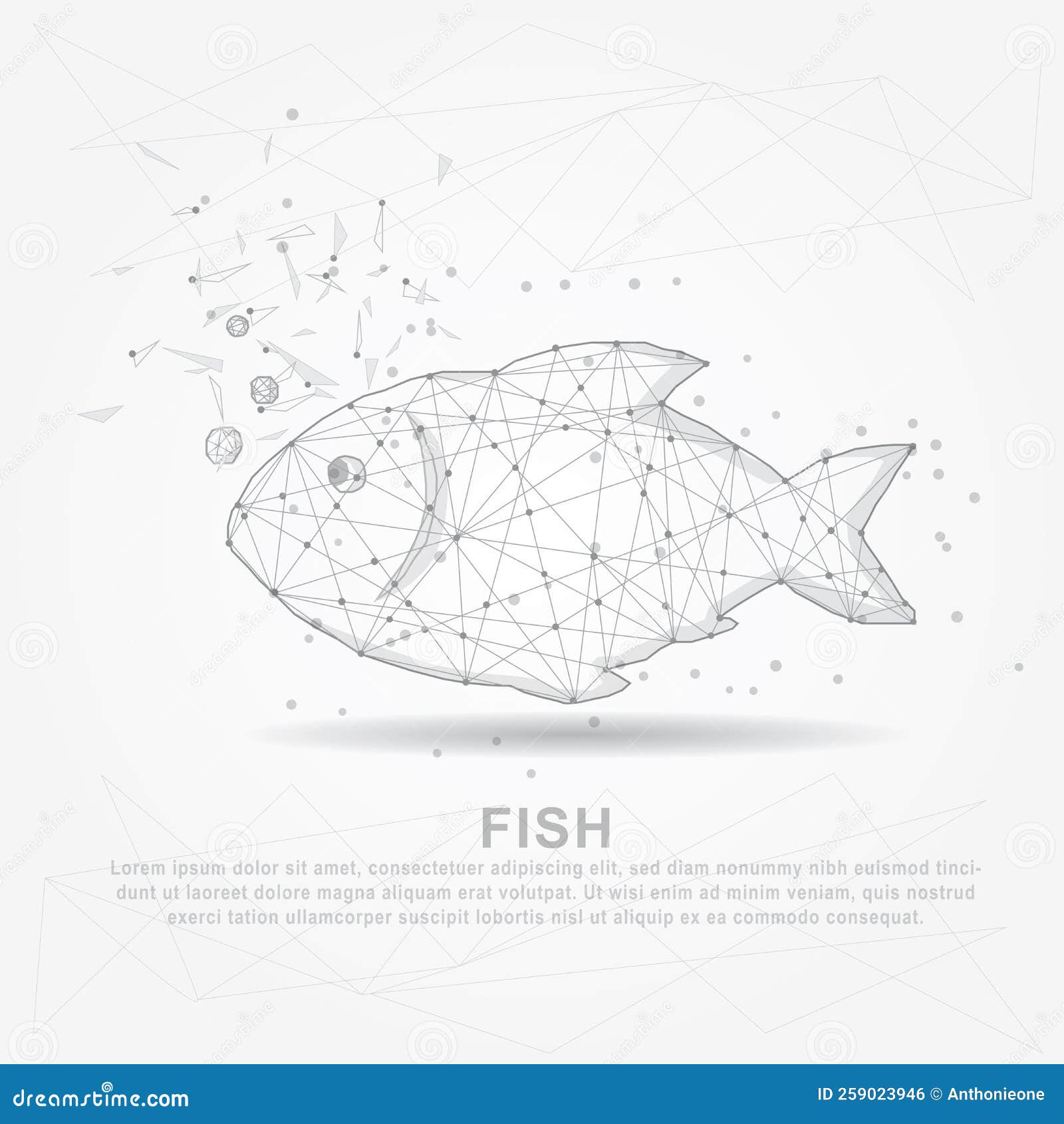 Fish Digitally Drawn in the Form of Broken a Part Triangle Shape Stock ...