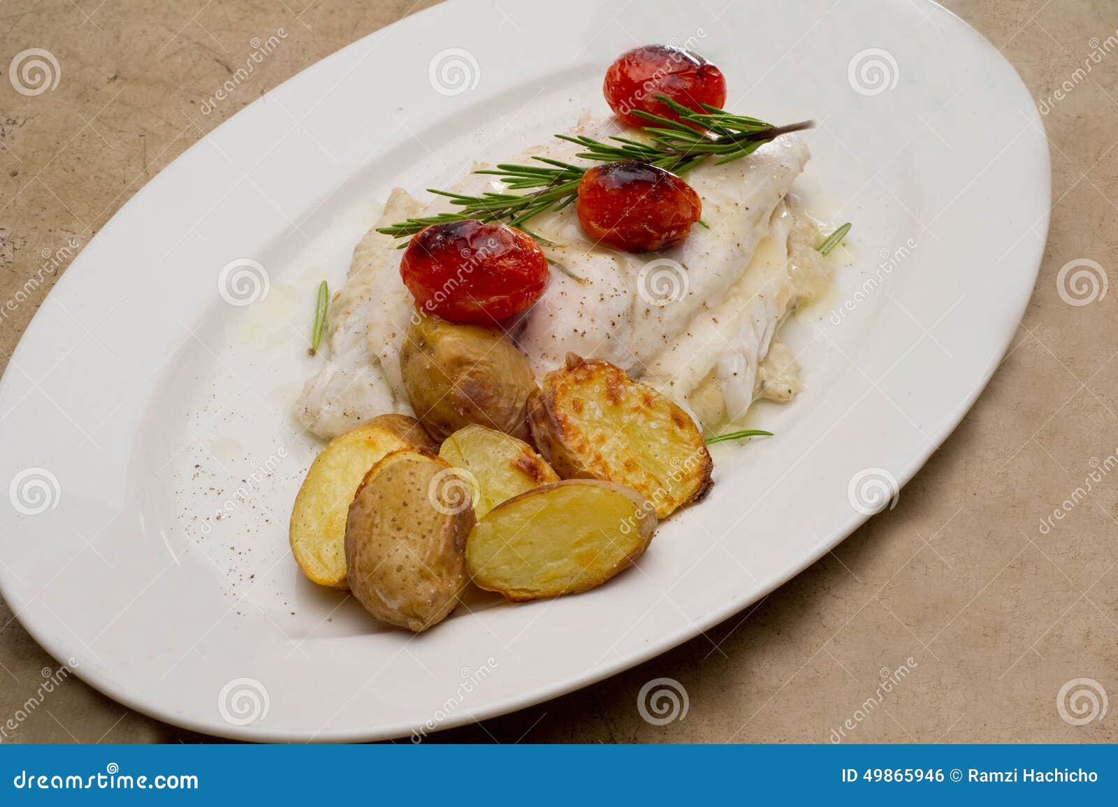 Fish Dish - Fish Fillet in Sauce and Vegetables Stock Photo - Image of ...