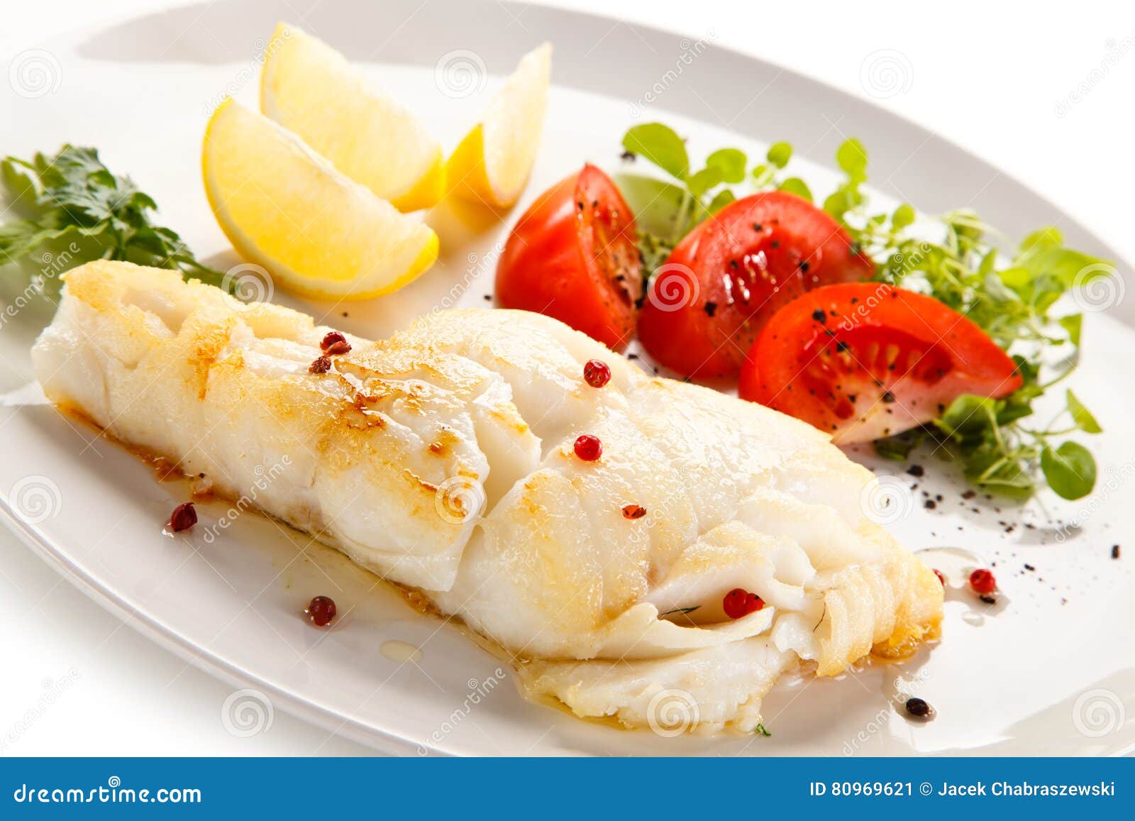 Fish Dish - Fried Fish Fillet and Vegetables Stock Image - Image of ...