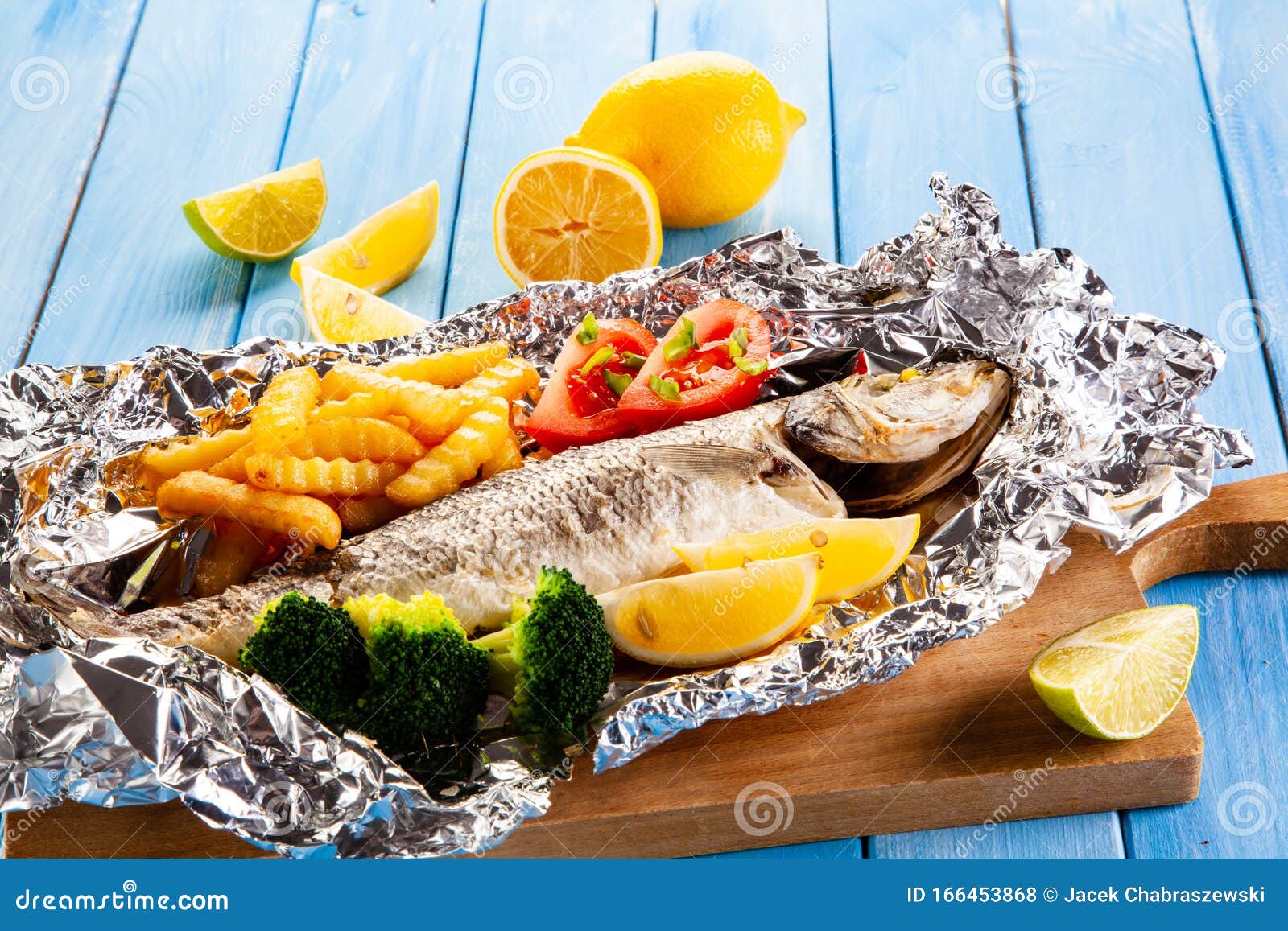 Fish Dish - Roasted Trout with Vegetables Stock Photo - Image of dining ...