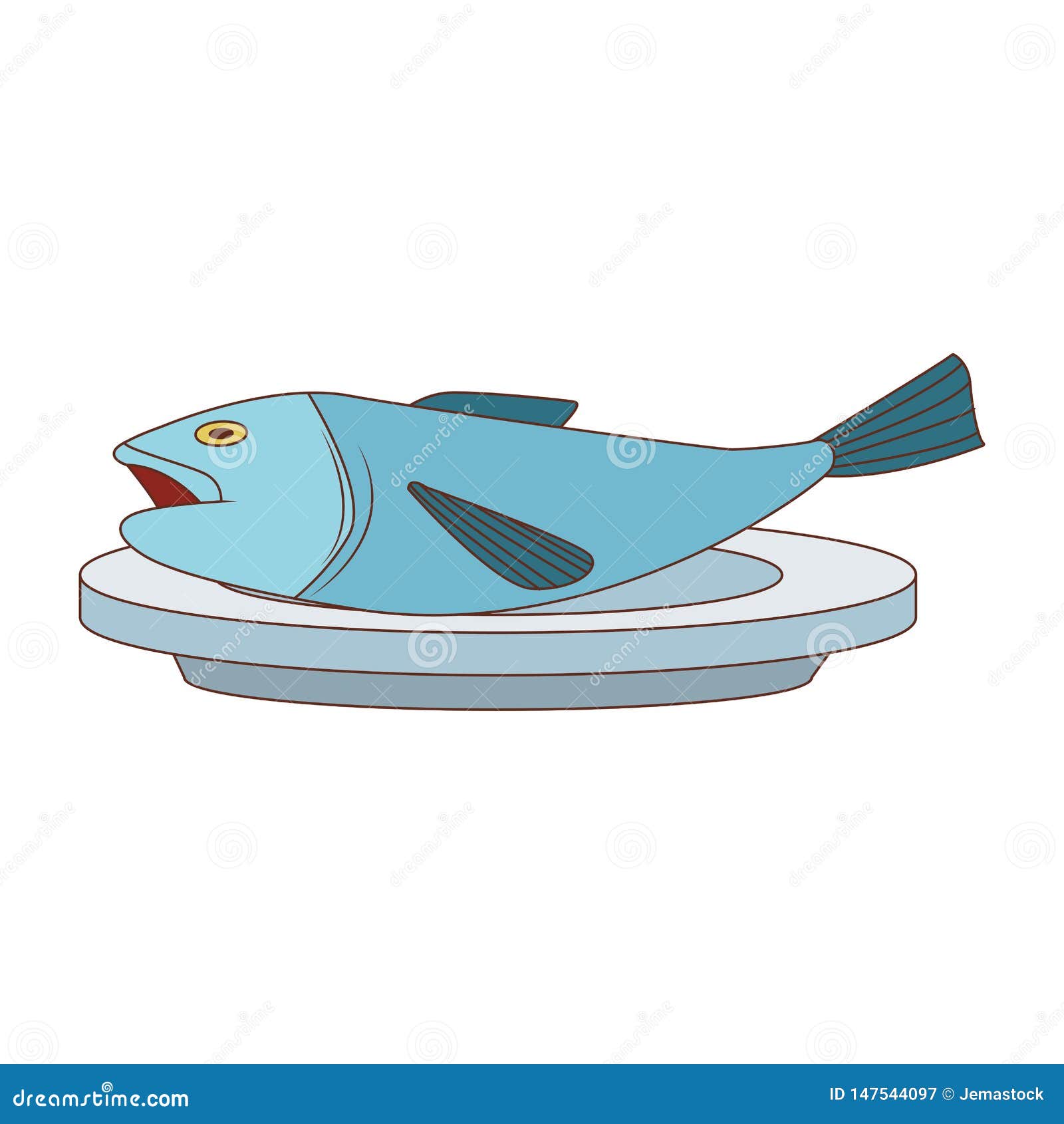 Fish on dish stock vector. Illustration of nutritious - 147544097