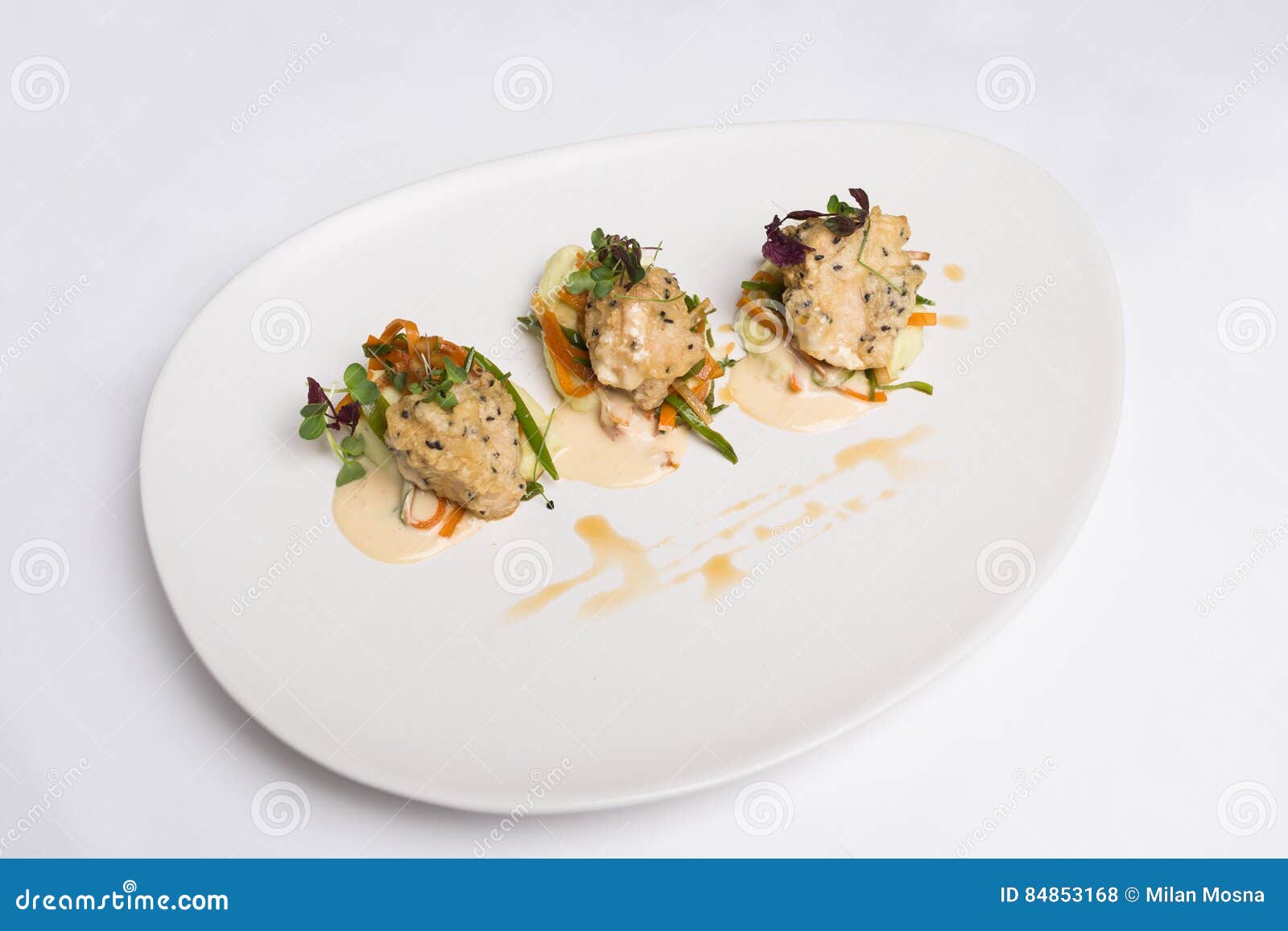 A Fish Dish on White Background Stock Photo - Image of closeup, salmon ...