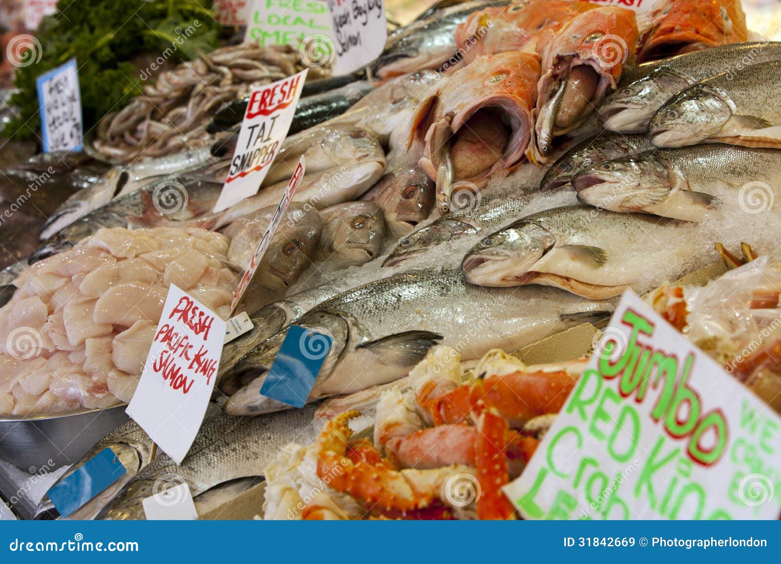 Fish on Display at Fish Market Stock Image - Image of fresh, freshness ...