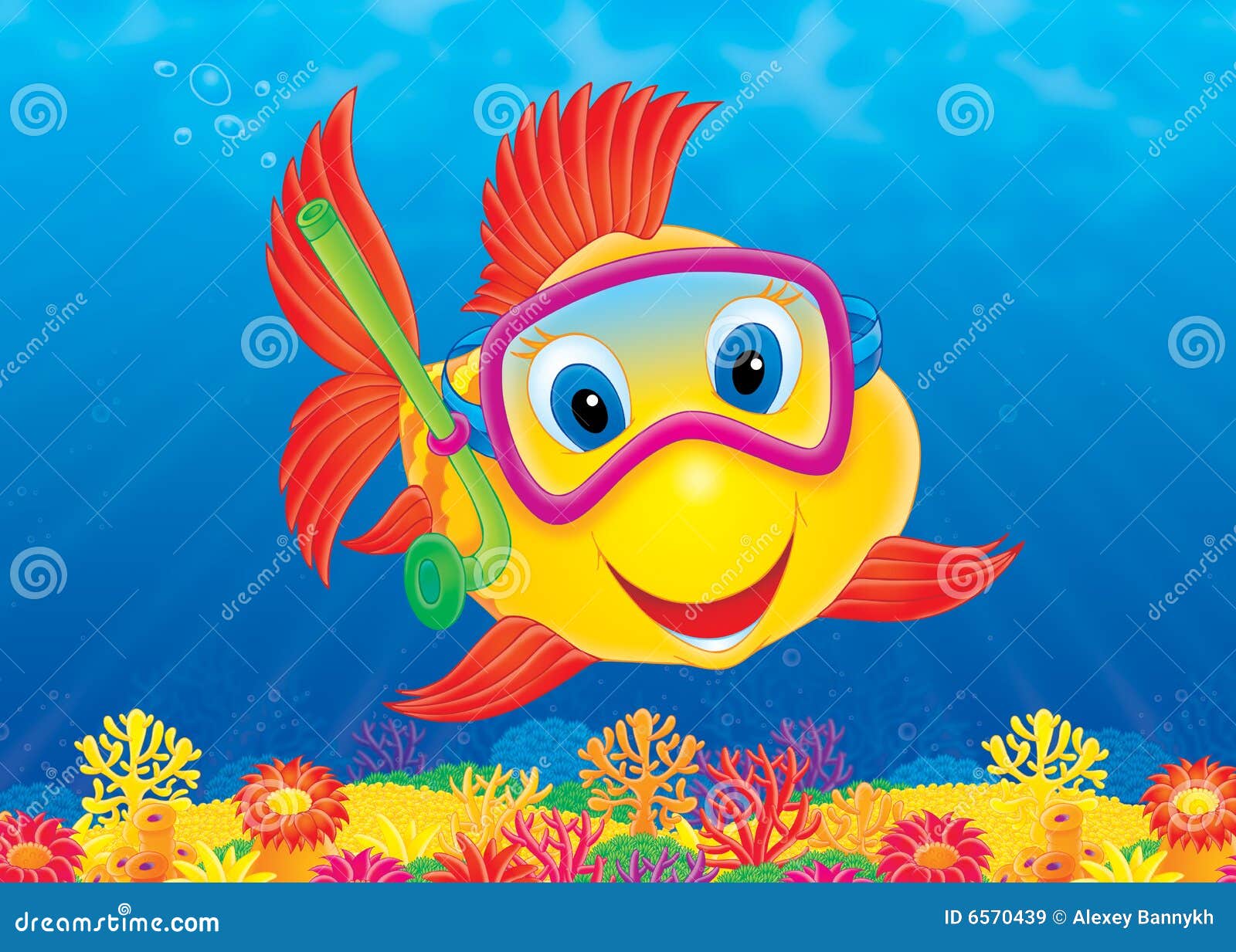 Fish diver stock illustration. Illustration of childhood - 6570439