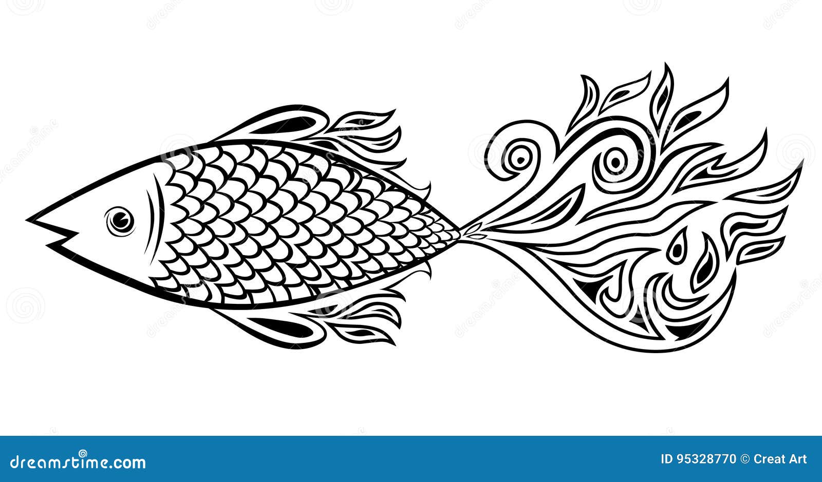 Fish doodle stock vector. Illustration of marine, wildlife - 95328770