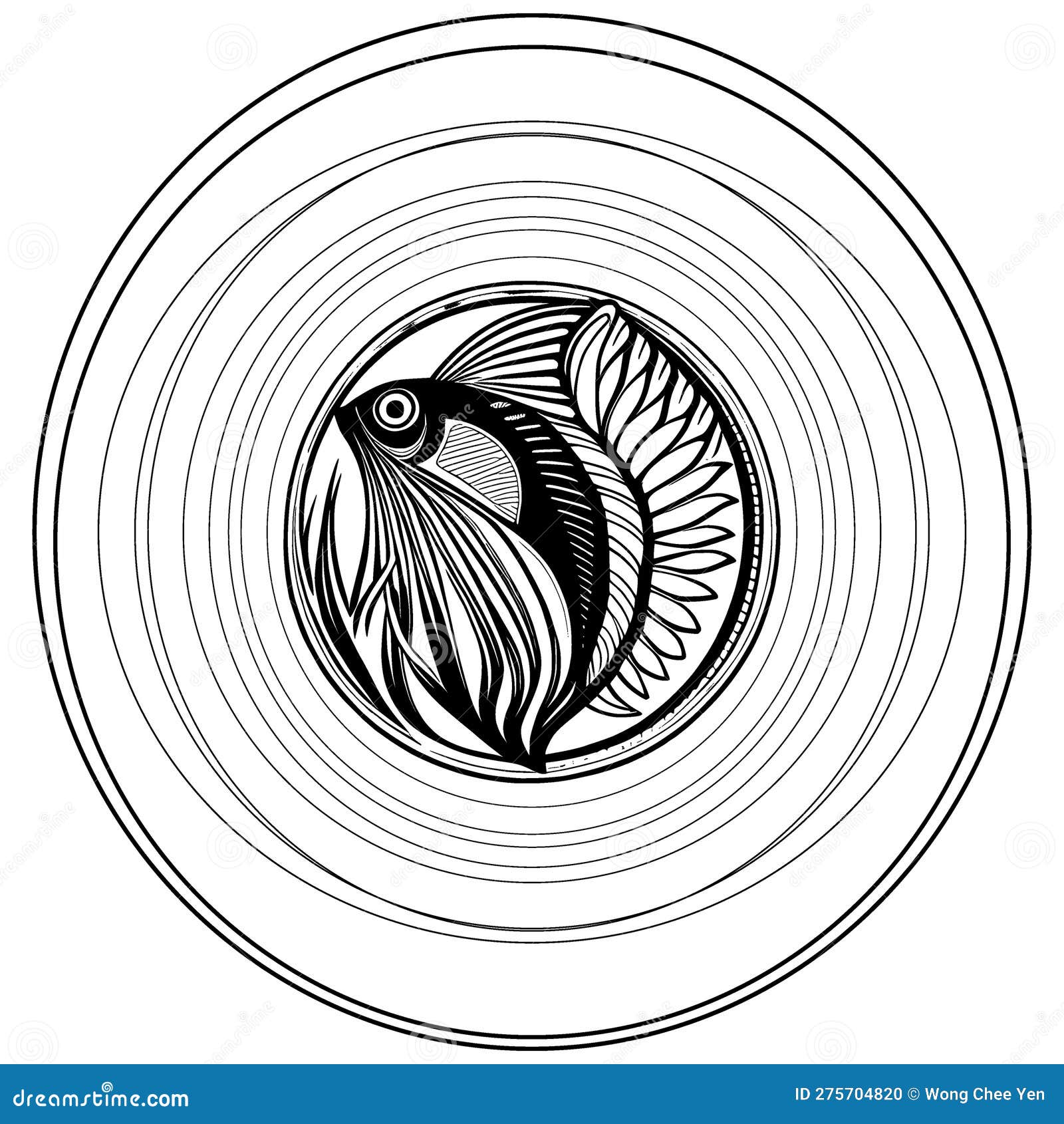 Fish Drawing Coloring Graphical Vector Stock Illustration ...