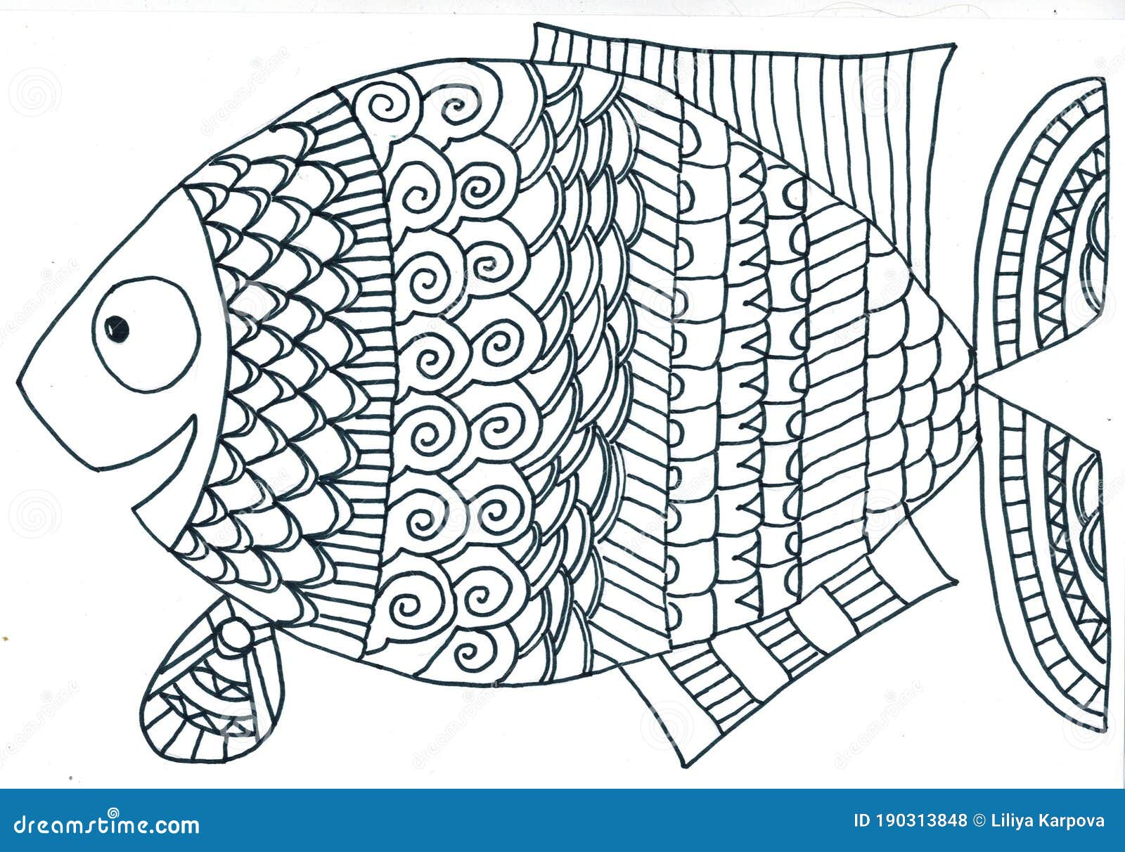 Fish Drawing For Coloring. Royalty-Free Stock Image | CartoonDealer.com ...