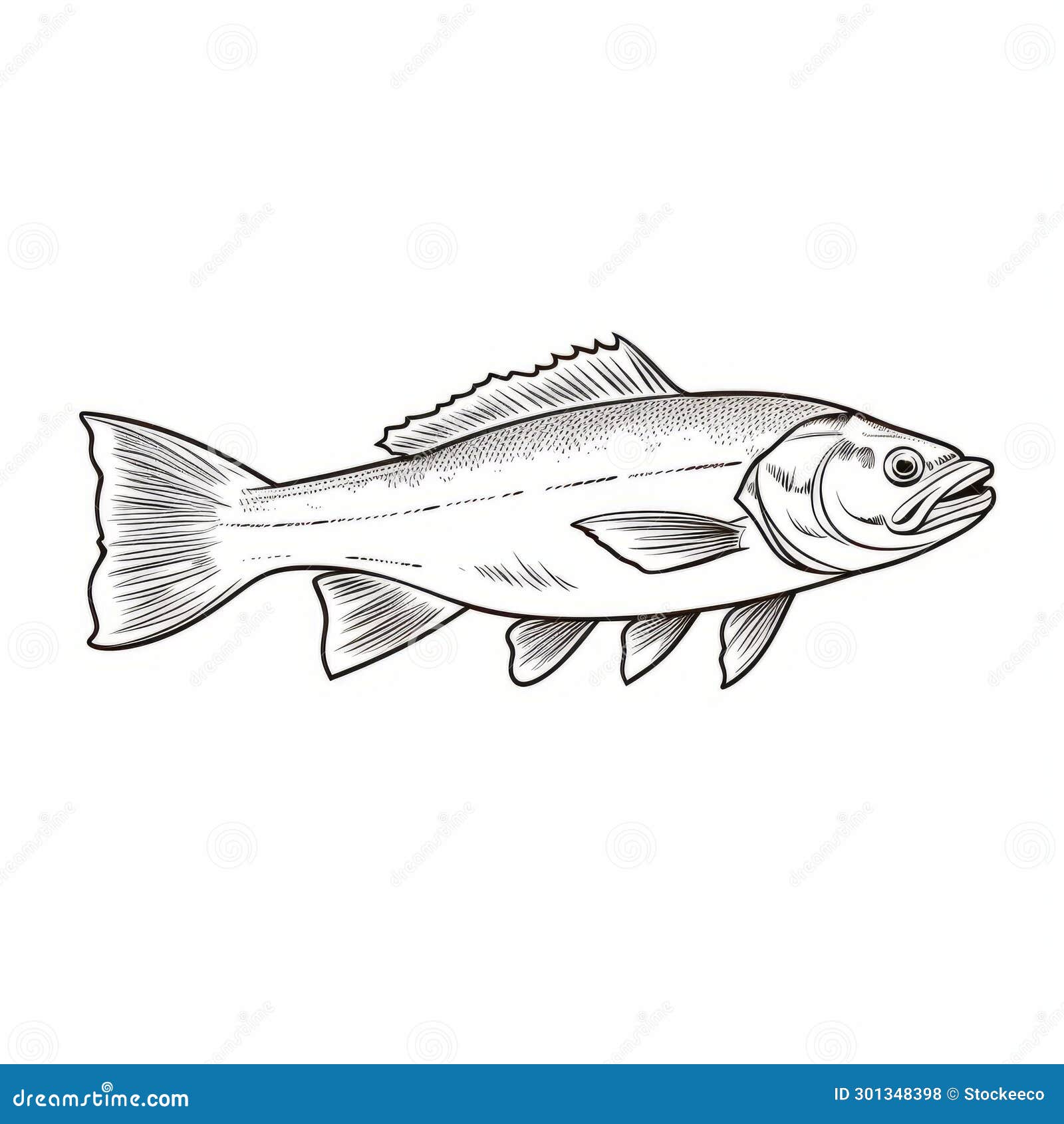 Americana-inspired Fish Drawing on White Background Stock Illustration ...