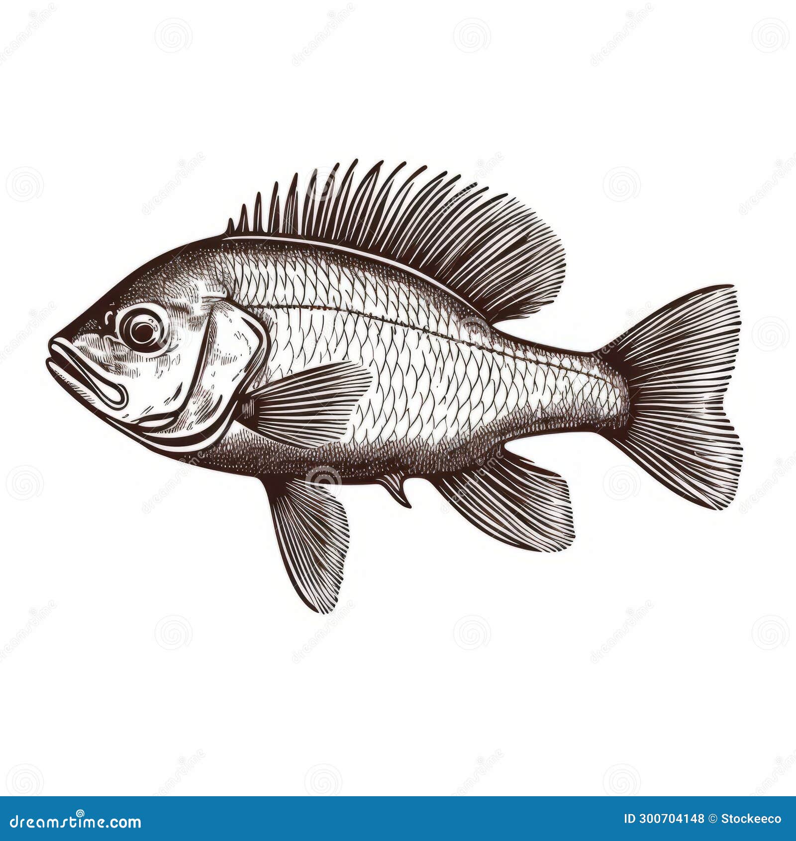 Engraved Style Fishing Illustration with Realistic Animal Portraits ...