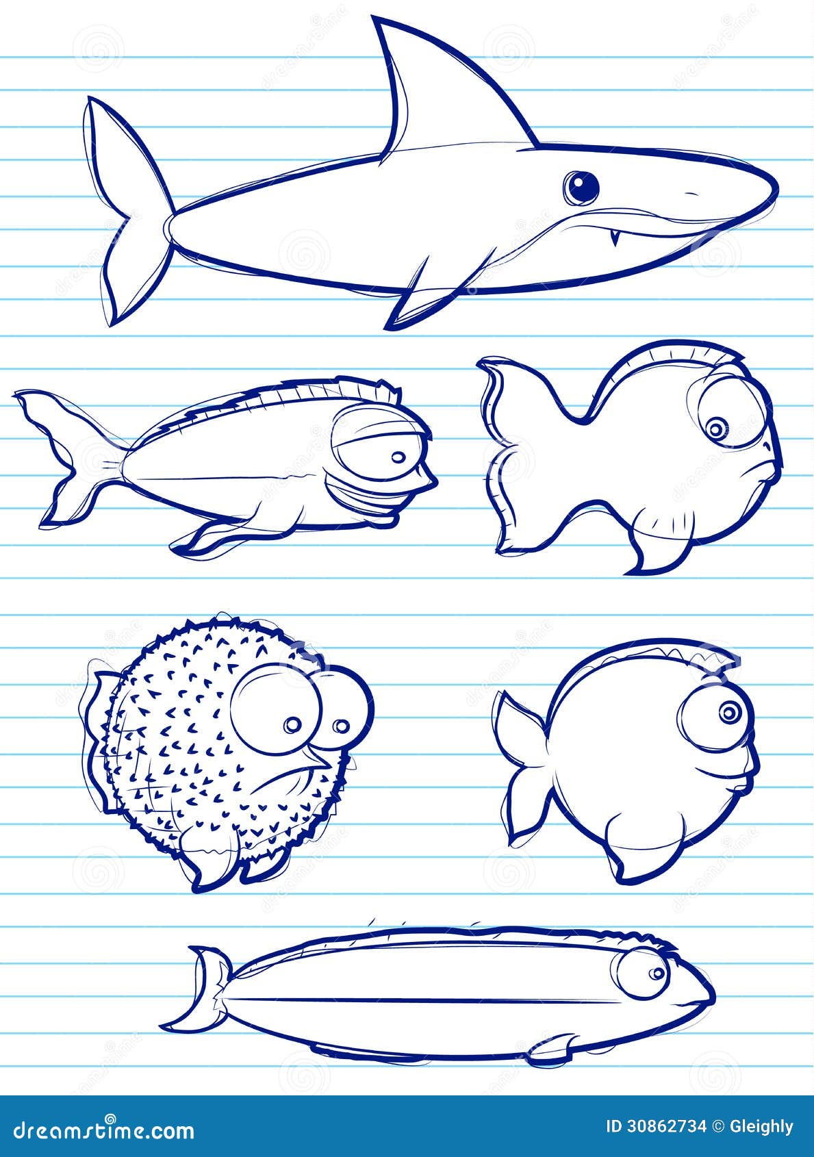 Fish Drawings stock vector. Illustration of graphic, drawing - 30862734