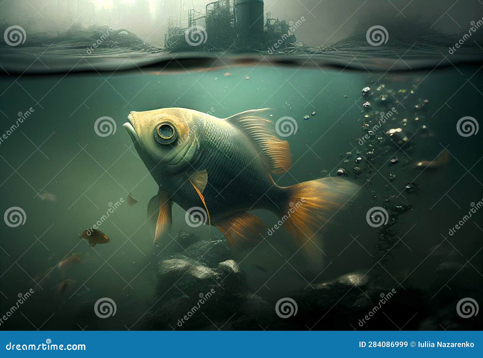 Fish are Drowning in Trash. AI Generated Stock Illustration ...