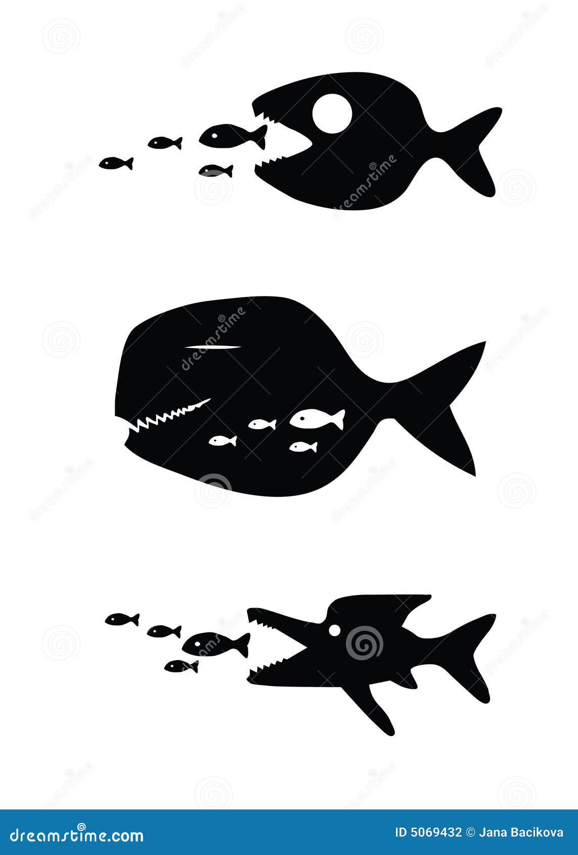 Fish eat fish stock vector. Illustration of funny, aquatic - 5069432