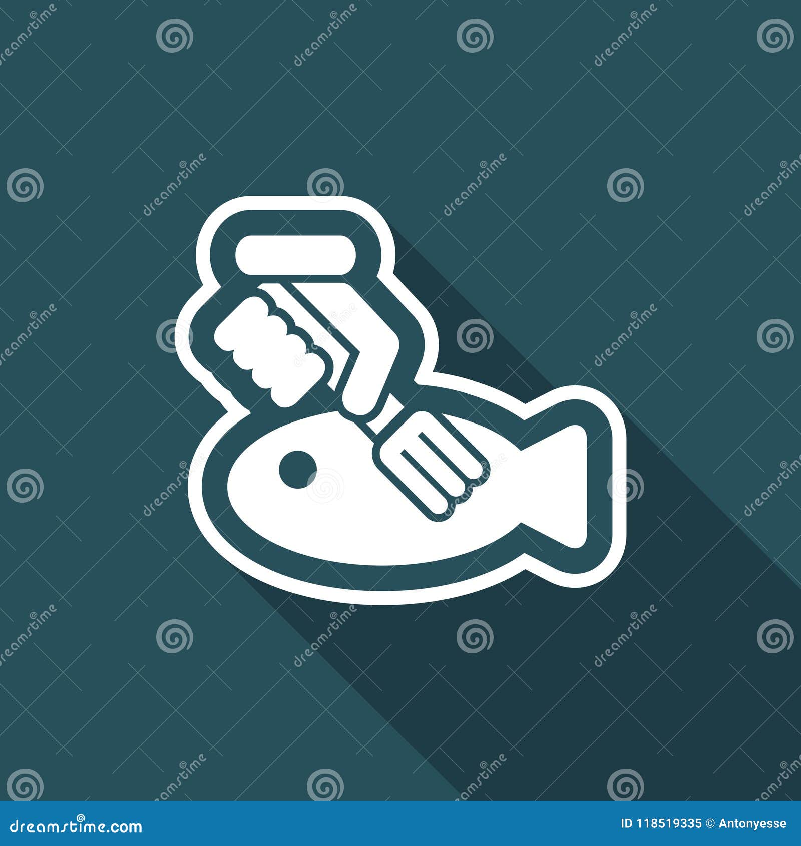 Fish eating icon stock vector. Illustration of fork - 118519335