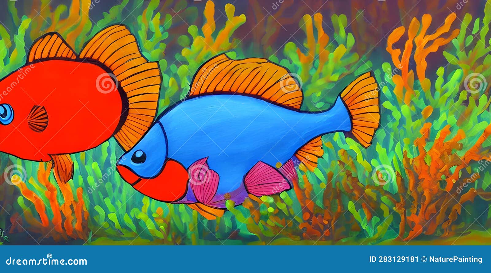 Fish Embrace: Serene Digital Fish Artistry Stock Image - Image of water ...