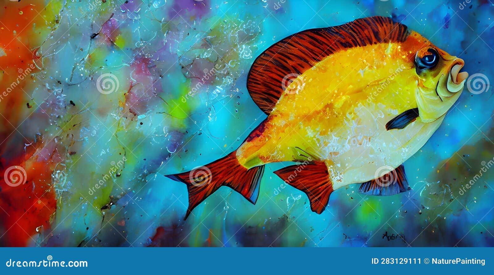 Fish Embrace: Serene Digital Sea Fish Artistry Stock Image - Image of ...