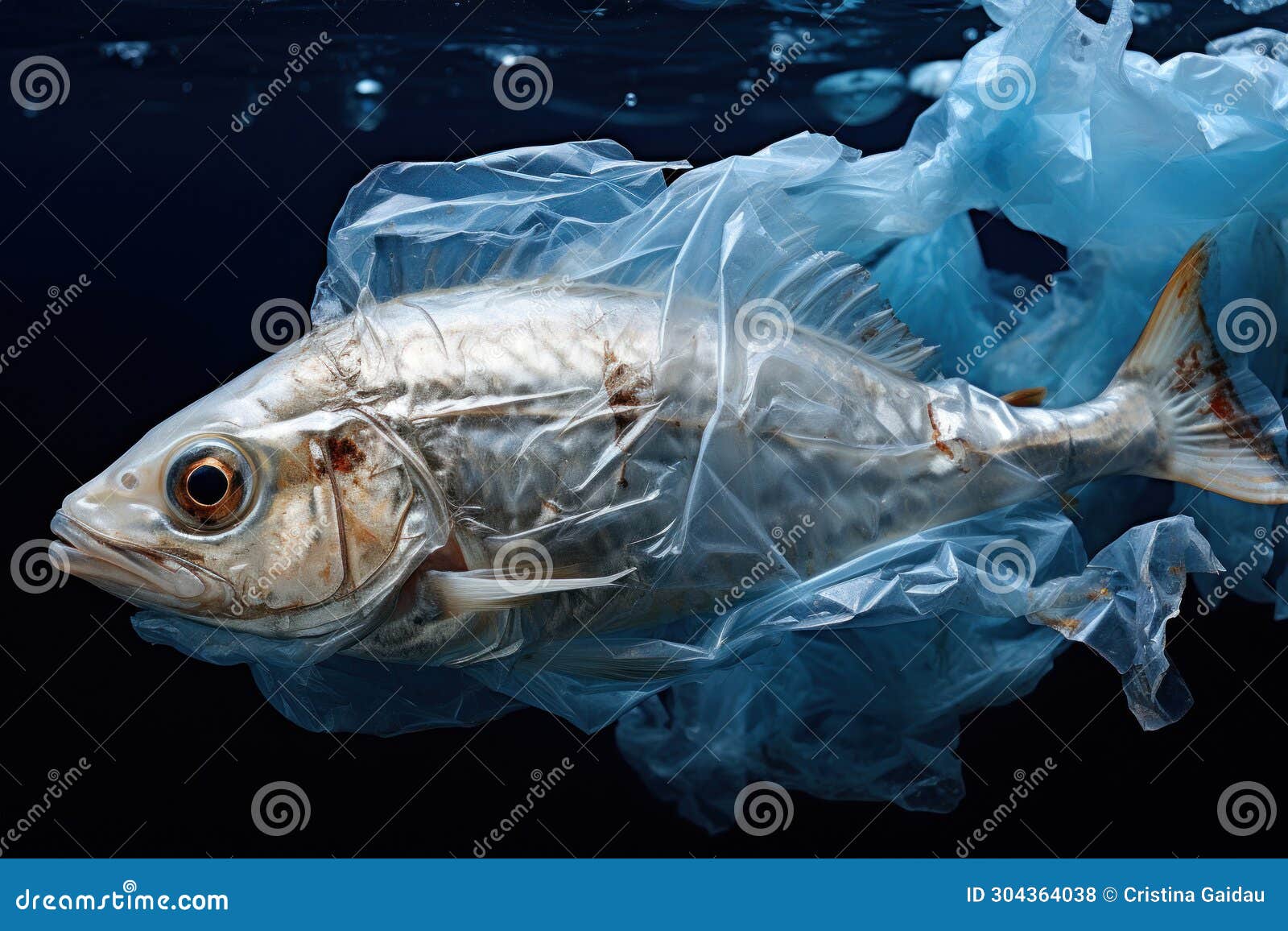 Fish Trapped in Plastic Underwater Stock Photo - Image of habitat ...